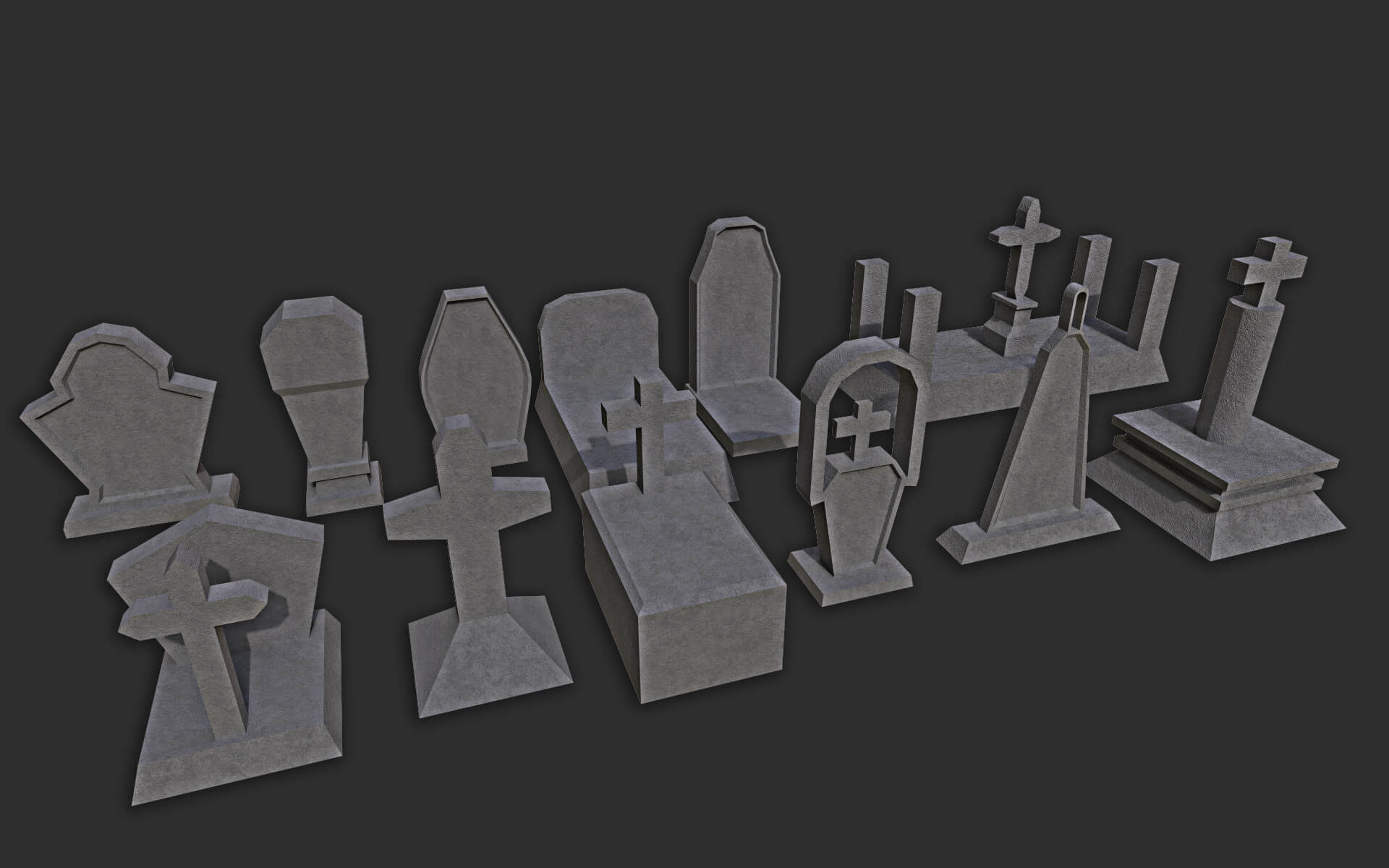 93 Tombstone Collection - 3D Model by netleon