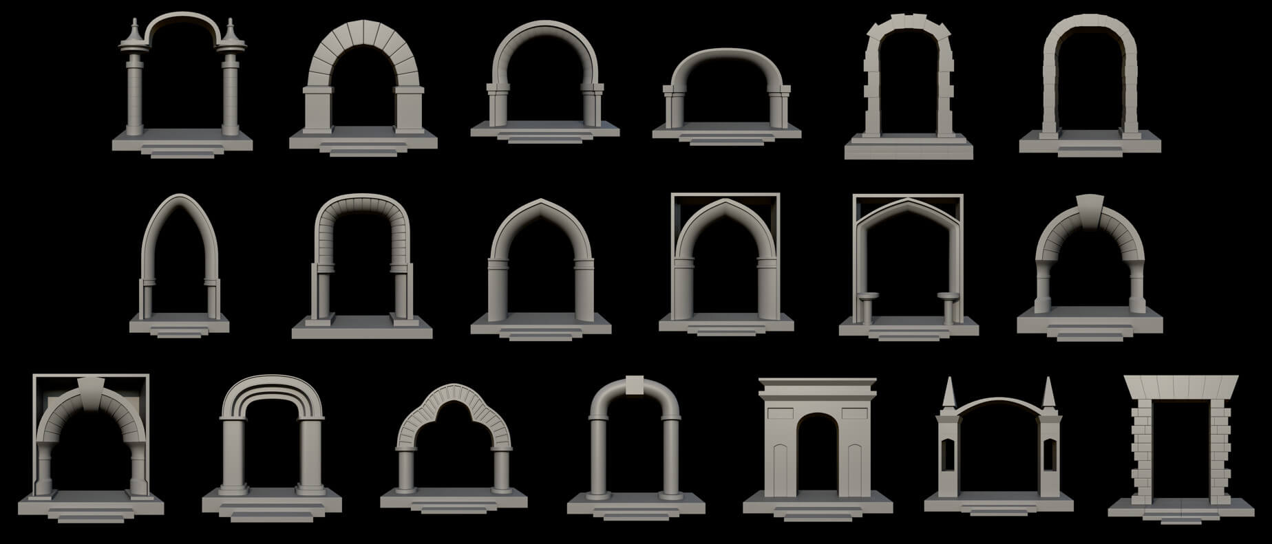 Arch Gate Base Mesh Vol 1 - 3D Model by netleon