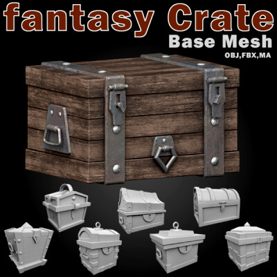 Fantasy Crate Base Mesh - 3D Model by netleon