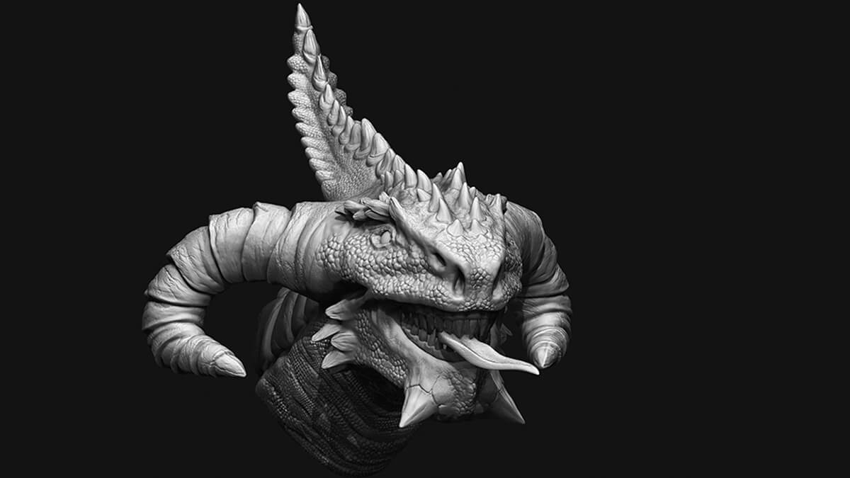 Dragon Head 3D Render, Digital Art by netleon
