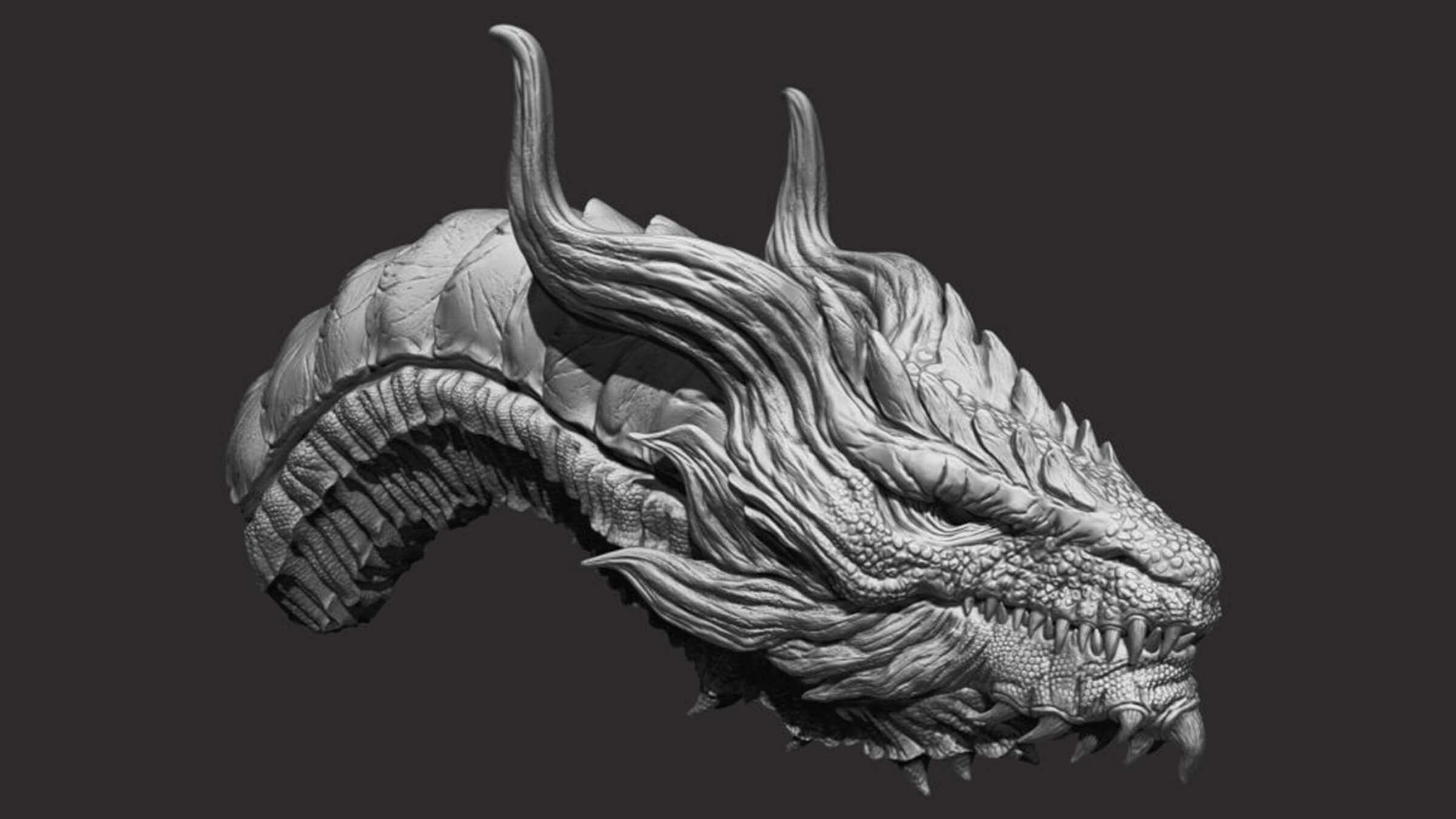 Dragon Head 3D Render, Digital Art by netleon