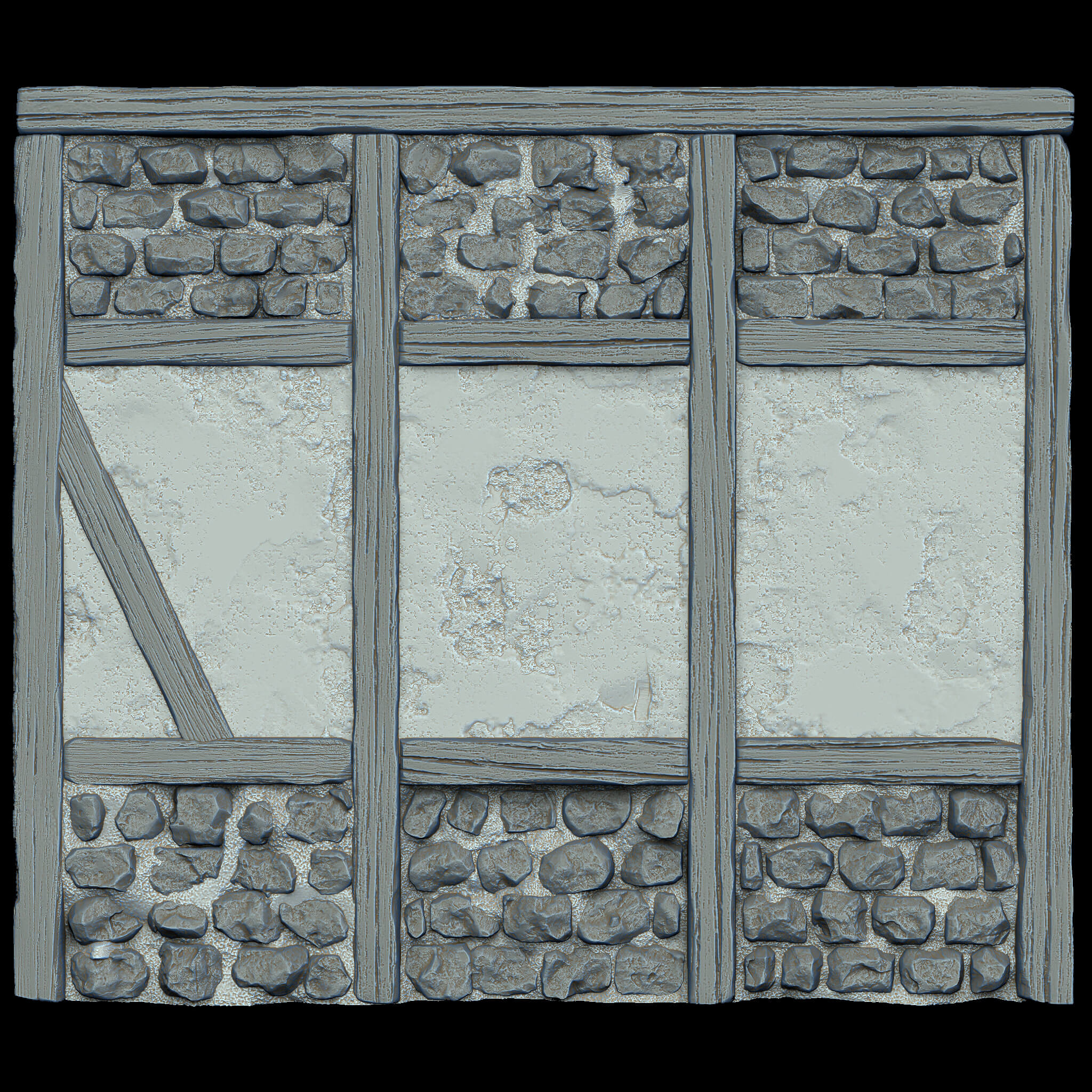 Medieval Wall 3D Render, Digital Art by netleon