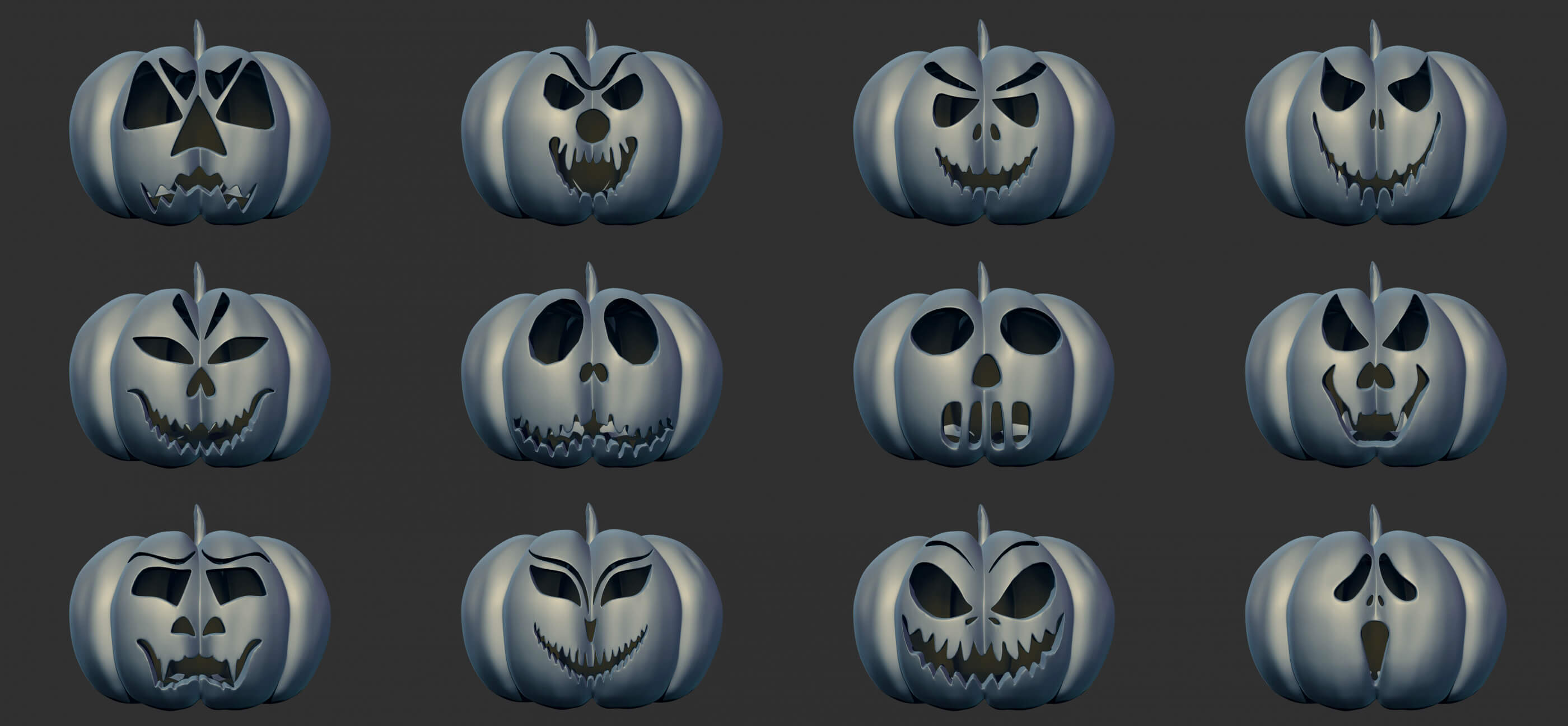 Halloween Pumpkin Pack - 3D Model by netleon