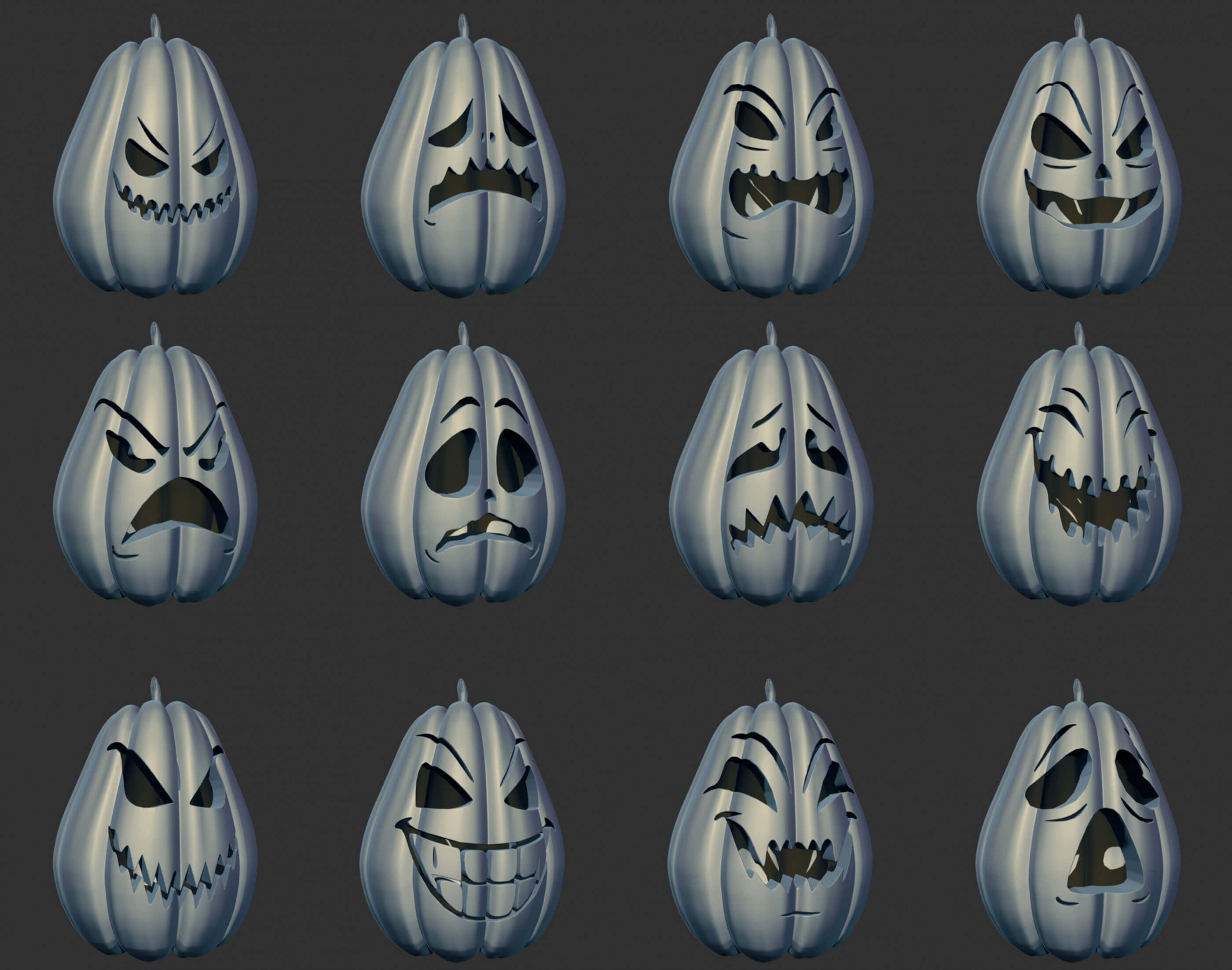 Halloween Pumpkin Pack - 3D Model by netleon