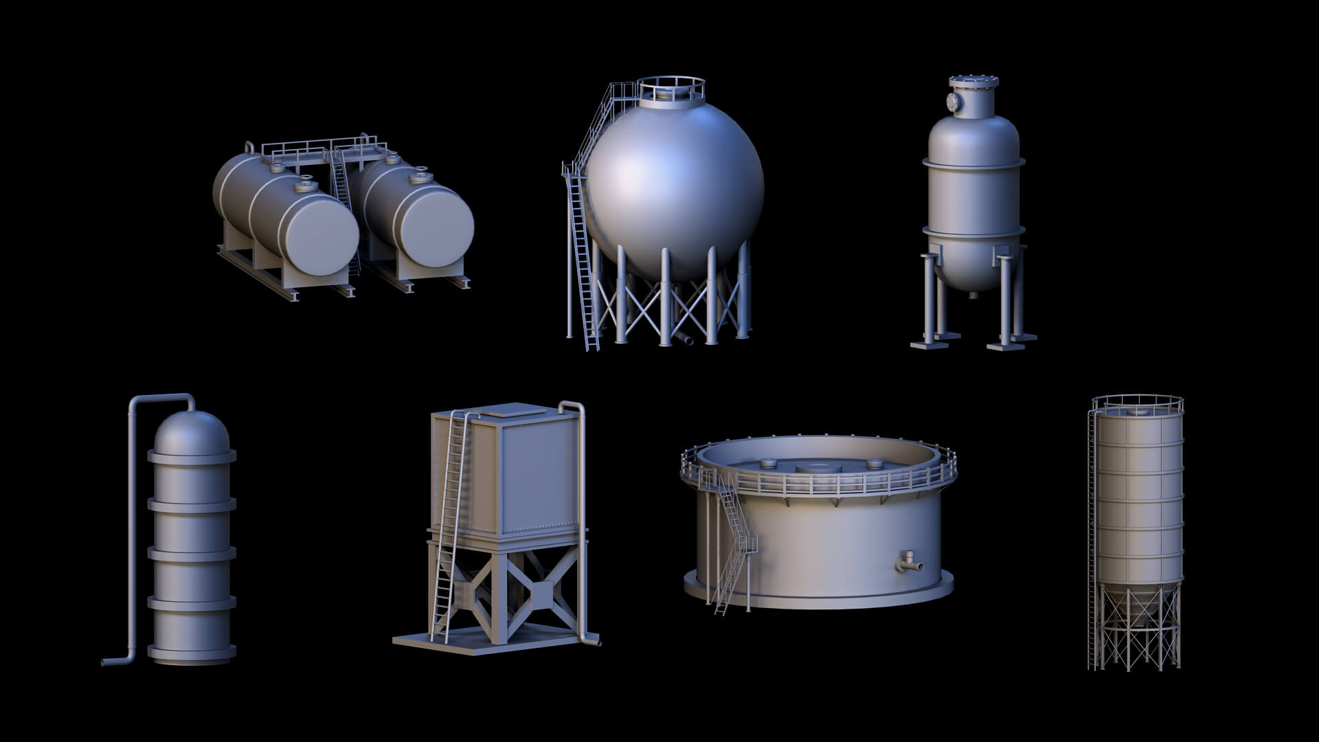 Industrial Oil Tank 3D Model by netleon