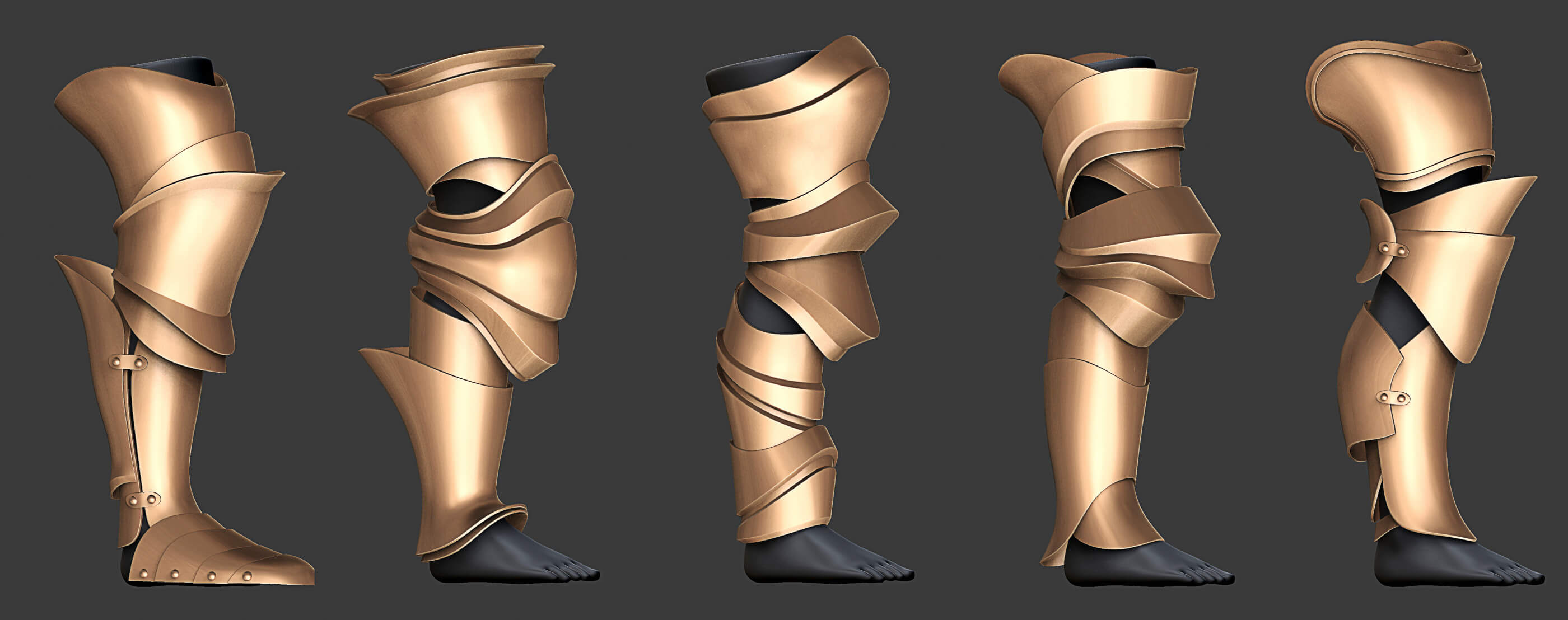 Leg Armor Highpoly and Low Poly (With Uvs) Vol 2 - 3D Model by netleon
