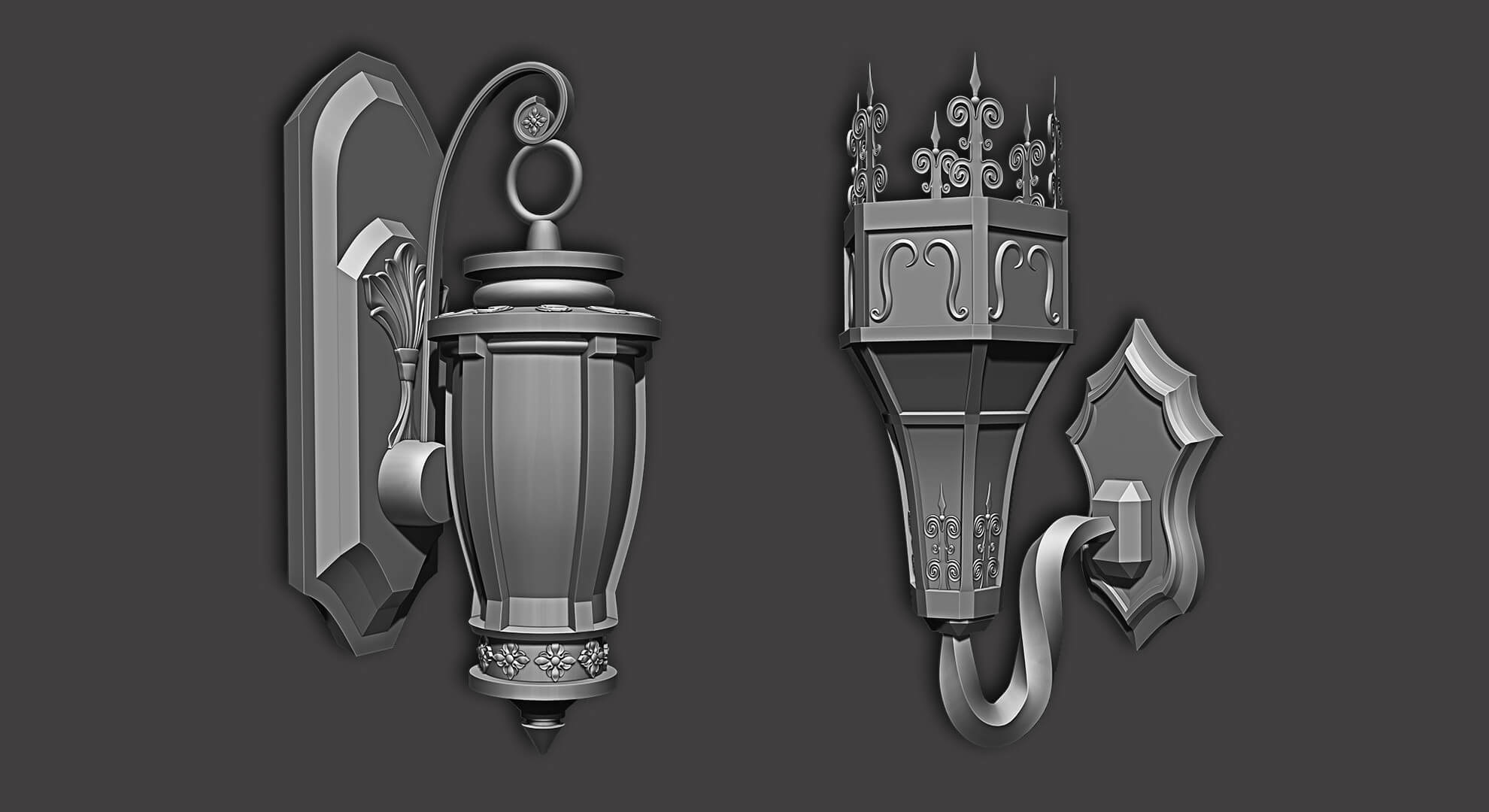Old Wall Lights Collection - 3D Model by netleon