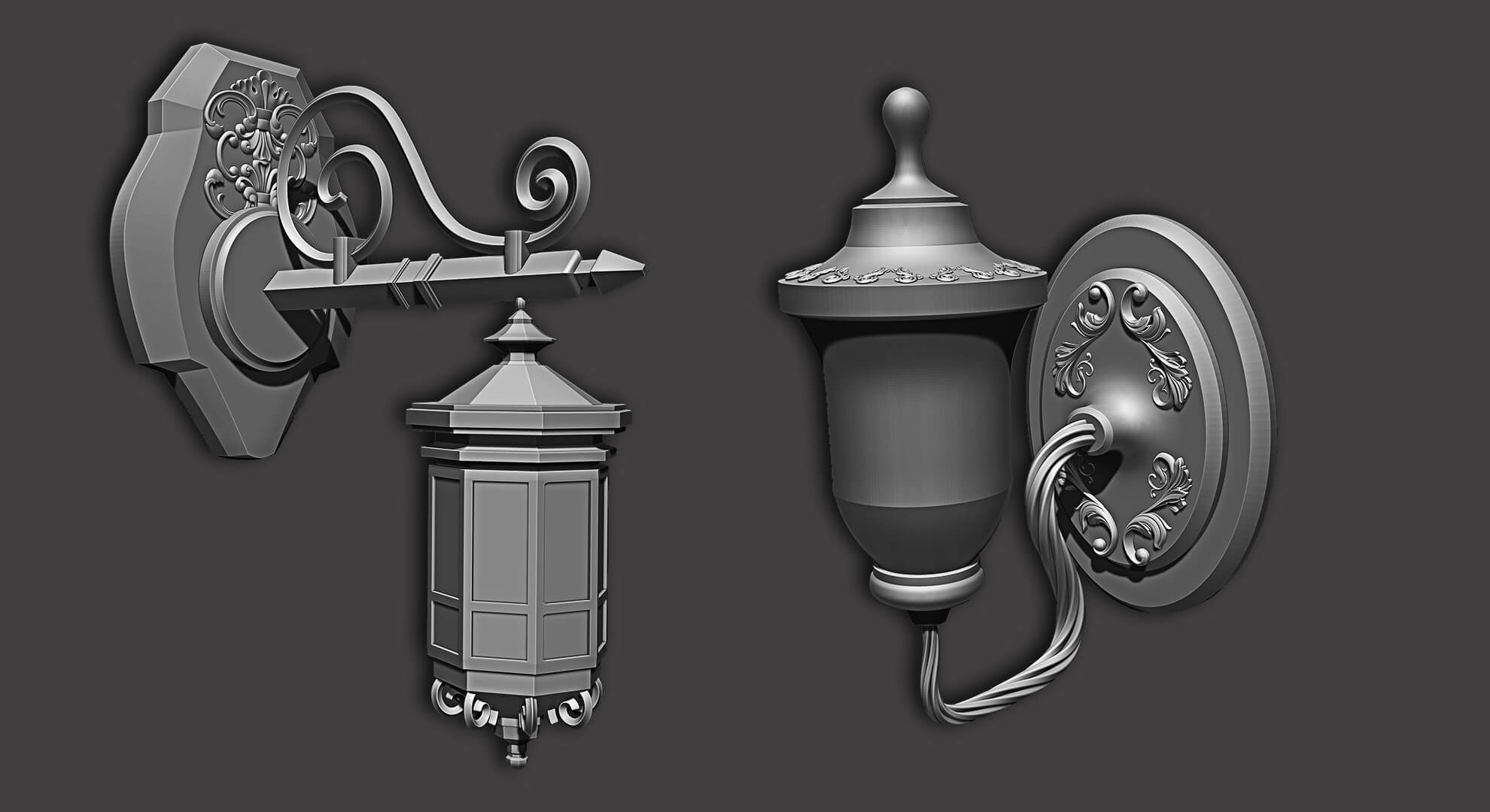 Old Wall Lights Collection - 3D Model by netleon