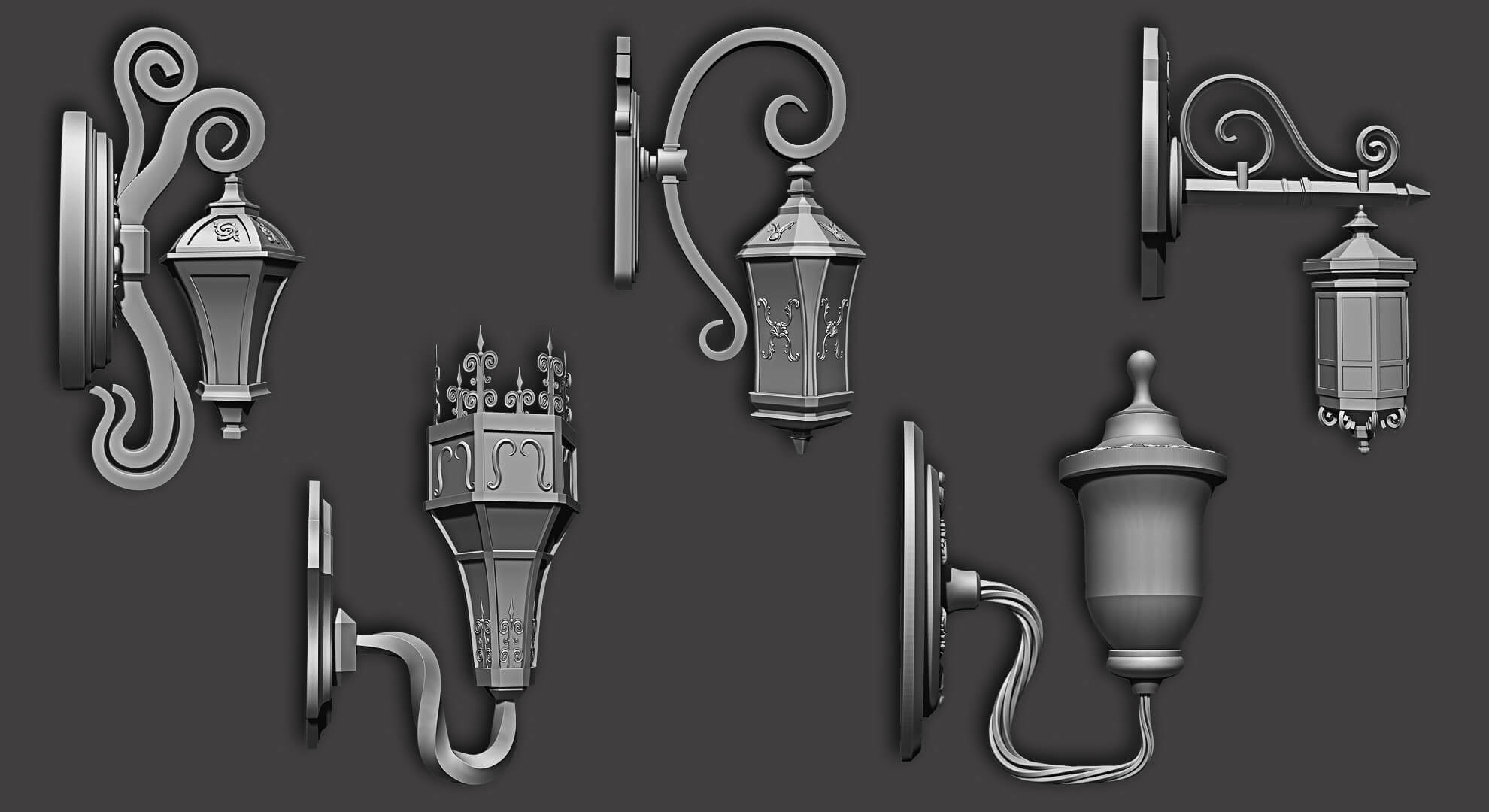 Old Wall Lights Collection - 3D Model by netleon