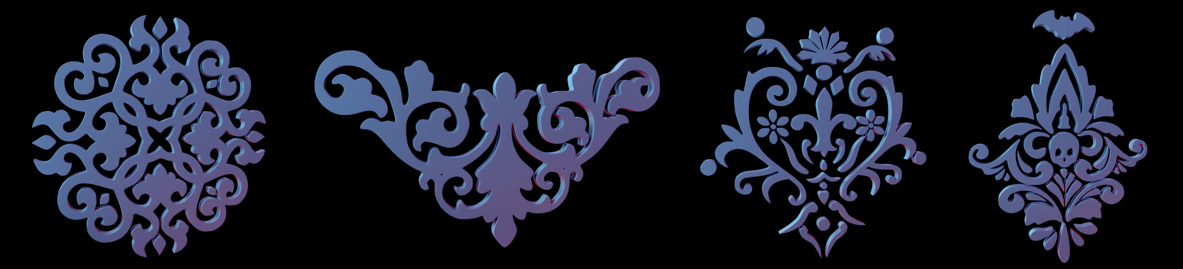 Ornaments Motif Base Mesh Vol 2 - 3D Model by netleon