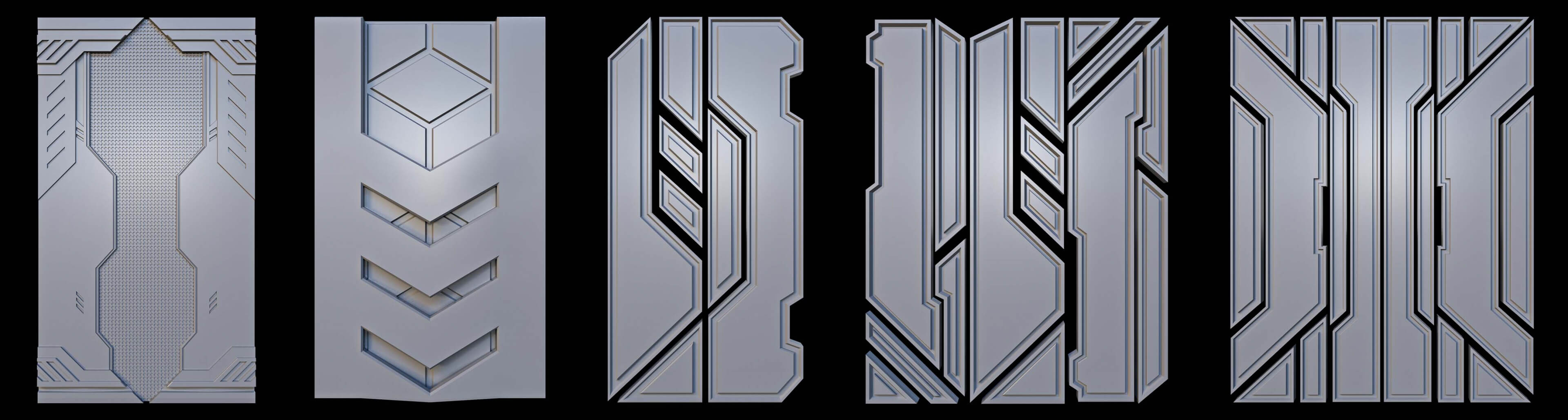 Sci-Fi Panels Base Mesh Pack 3D Model by netleon