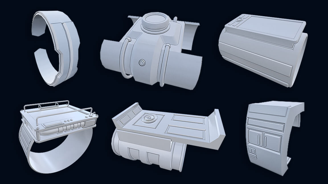 Sci-Fi Wristband Base Mesh 3D Model by netleon