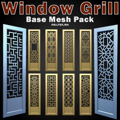 Window Grill Base Mesh Pack - 3D Model by netleon
