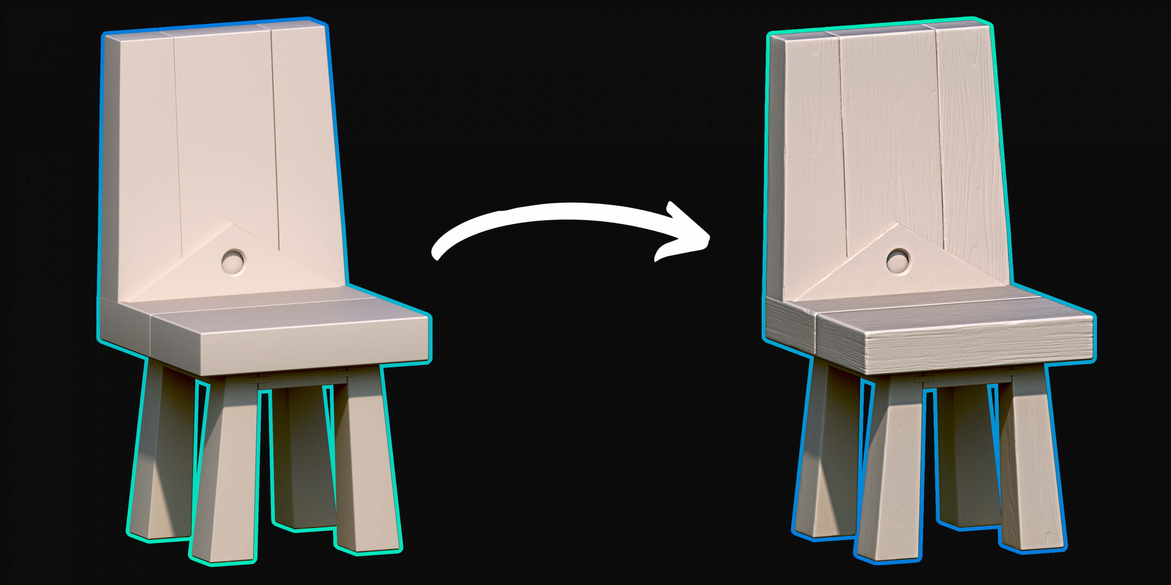 Wooden Furniture Lowpoly with Normal Map - 3D Model by netleon