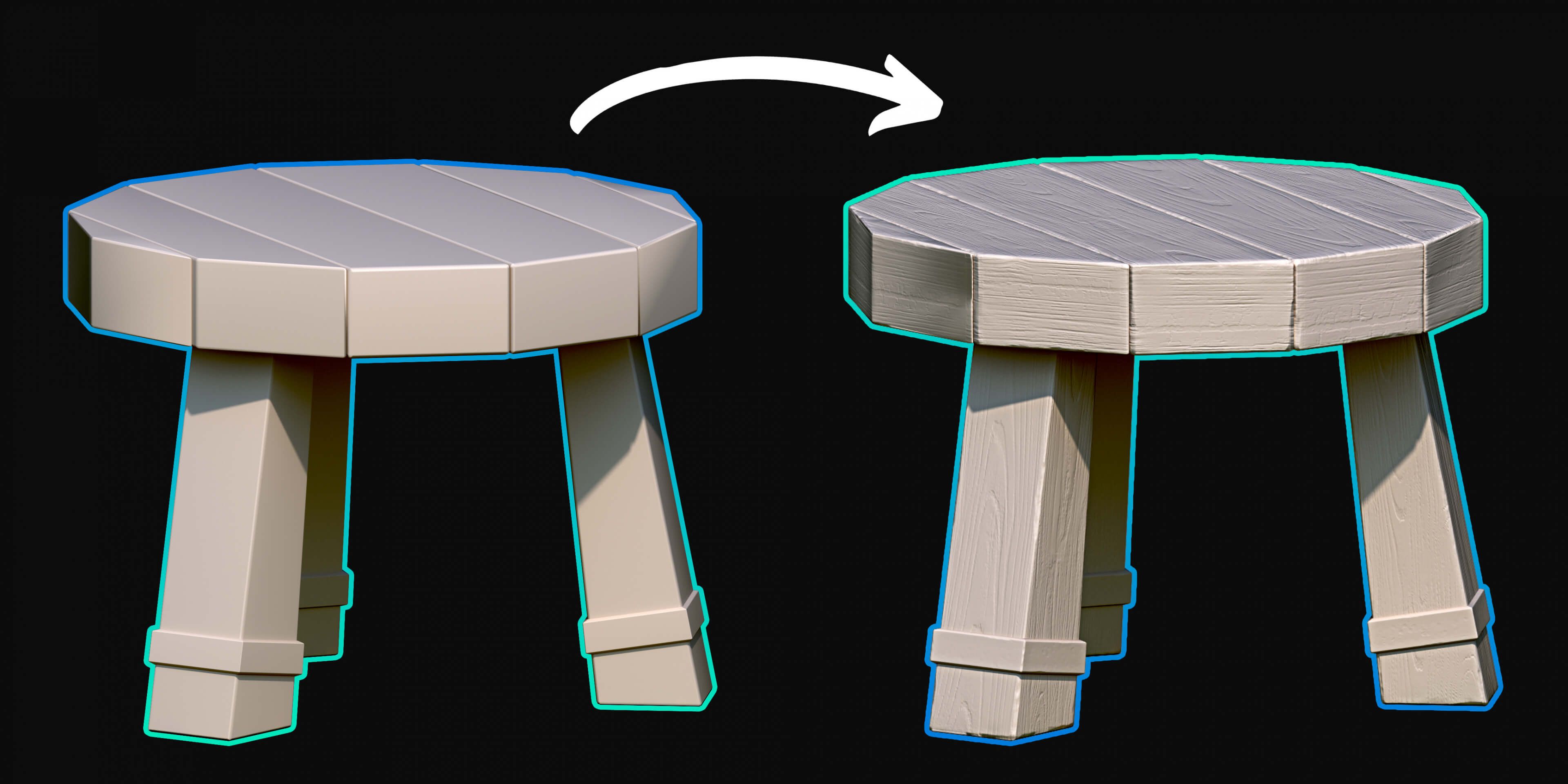 Wooden Furniture Lowpoly with Normal Map - 3D Model by netleon