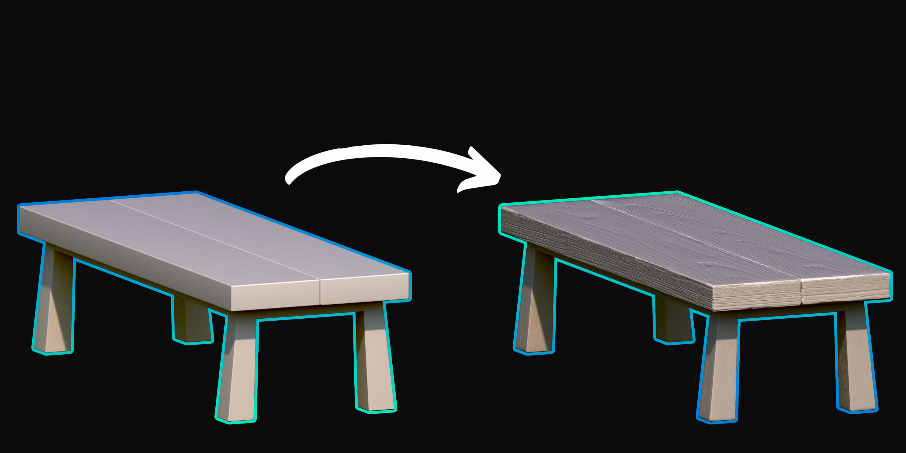 Wooden Furniture Lowpoly with Normal Map - 3D Model by netleon