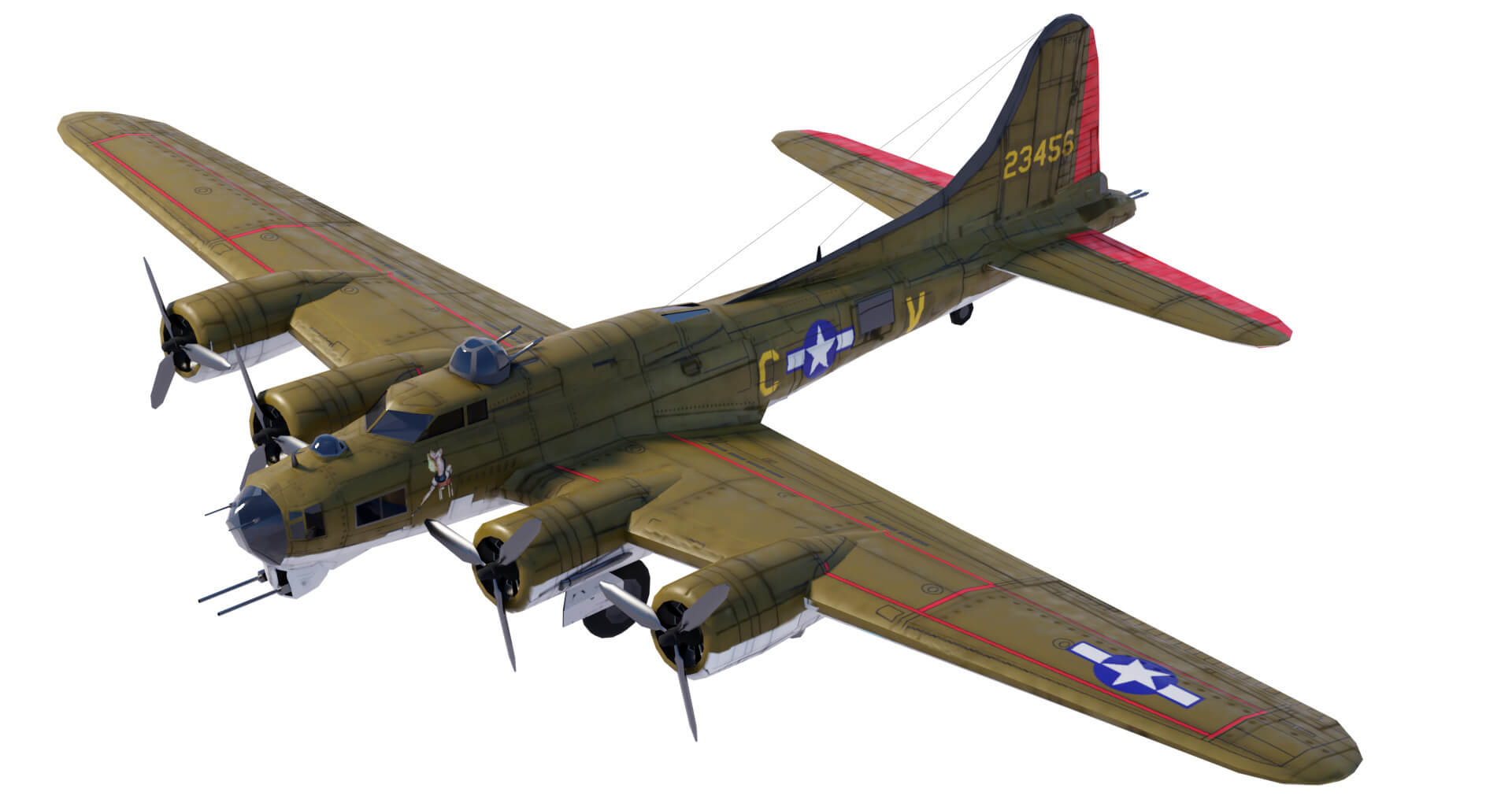 Boeing B-17 Flying Fortress WW2 Bomber 3D Model by NETRUNNER_pl