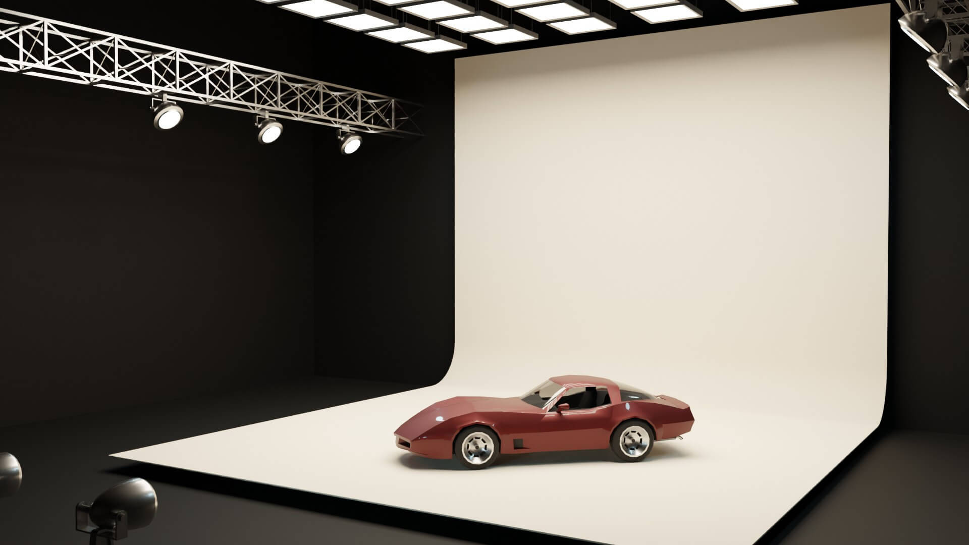 Car Exhibition Interior Studio 4 Rooms - 3D Model by NETRUNNER_pl