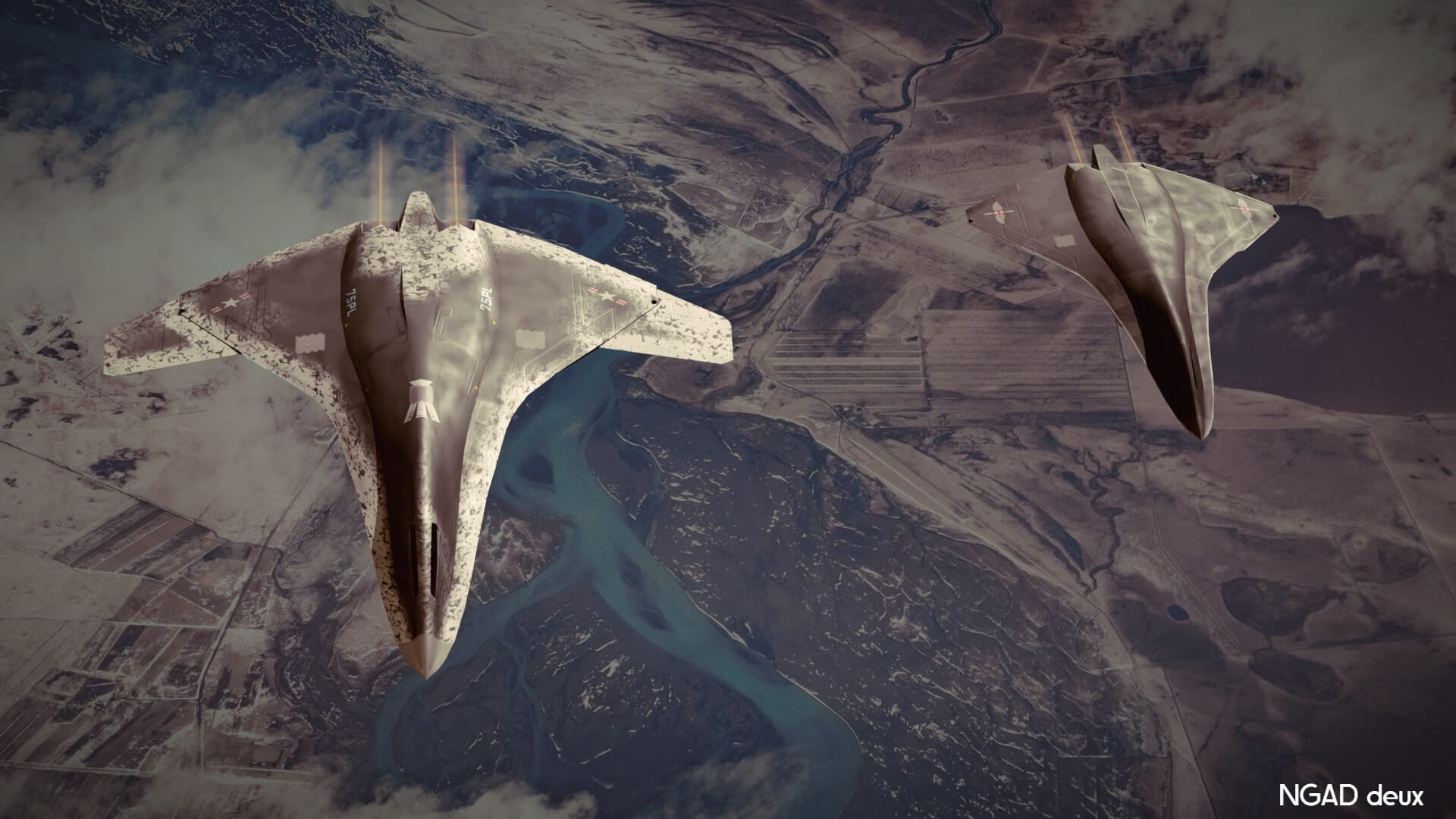 Lockheed NGAD deux 3D Render, Digital Art by NETRUNNER_pl