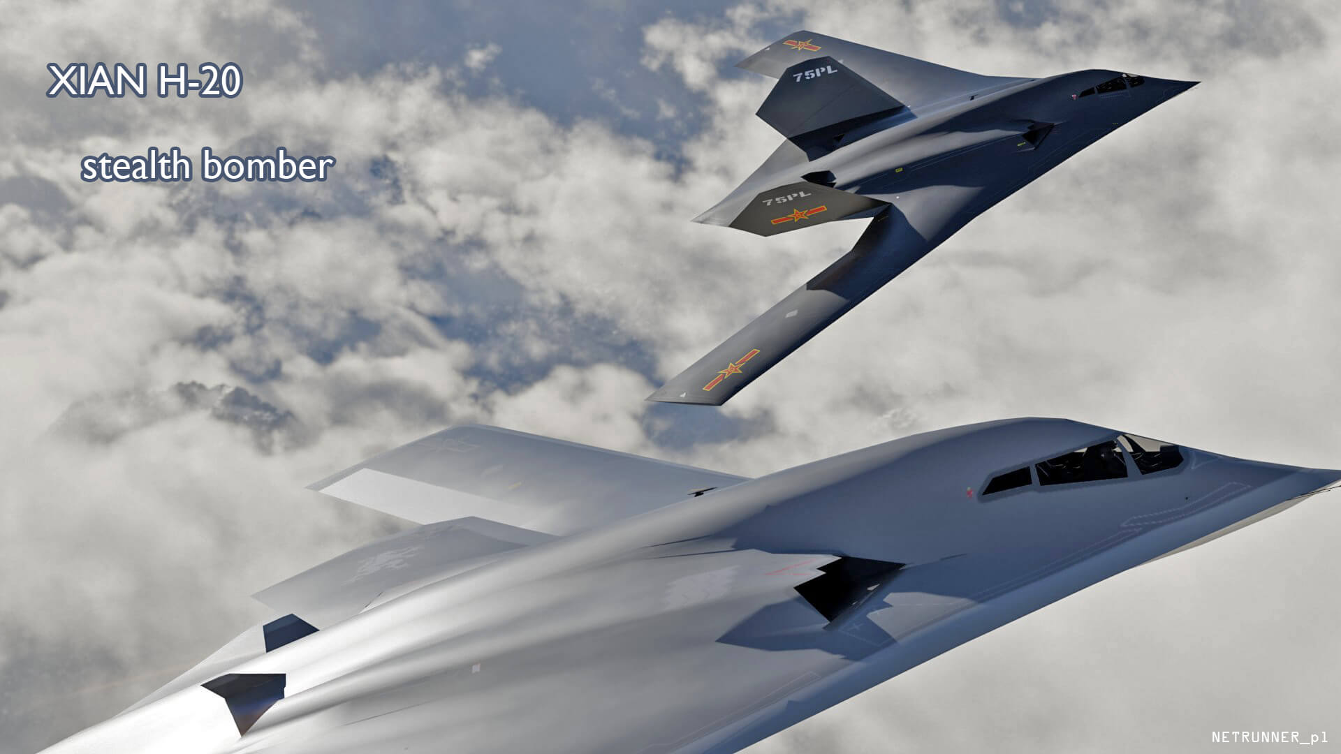 Xian H-20 stealth bomber 3D Render, Digital Art by NETRUNNER_pl