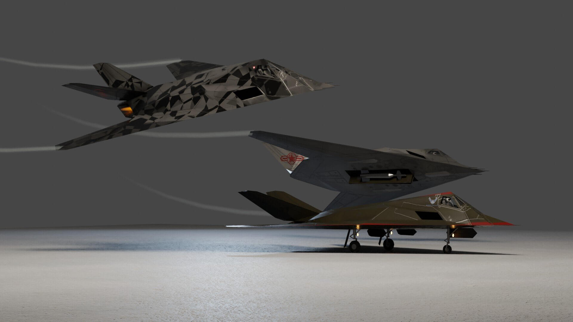 Lockheed F-117 Nighthawk Stealth Bomber 3D Model by NETRUNNER_pl