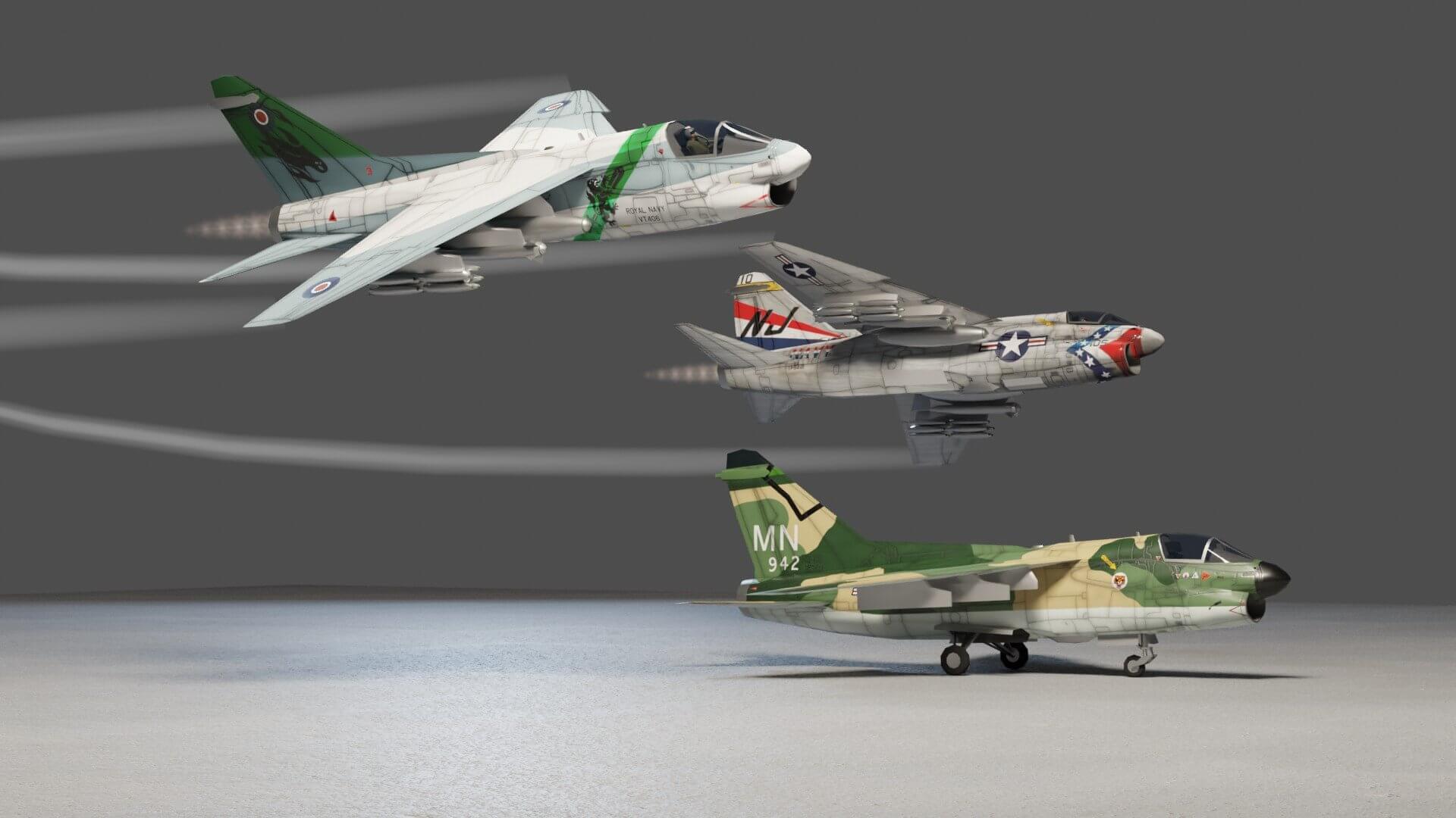 LTV A-7 Corsair II Attack Plane 3D Model by NETRUNNER_pl