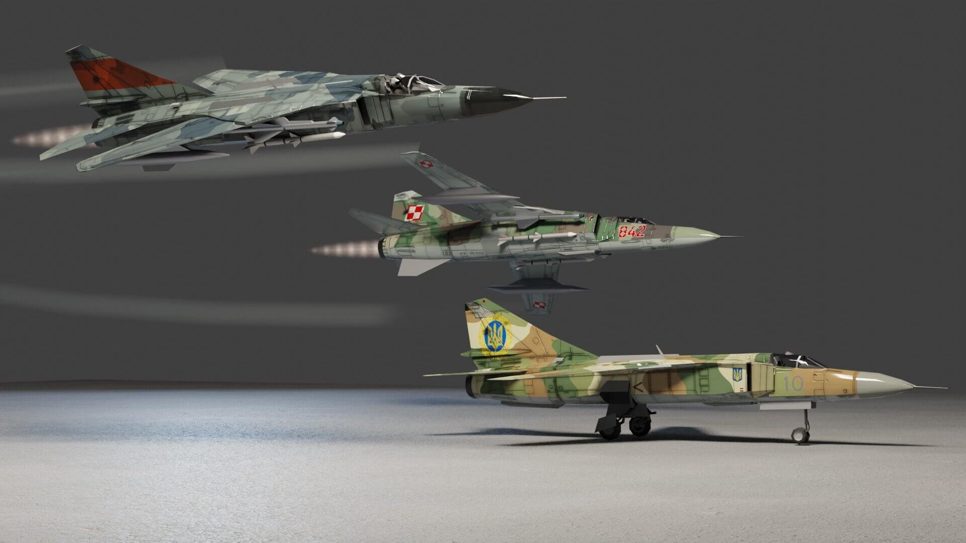 MIG-23 Flogger Jet Fighter 3D Model by NETRUNNER_pl