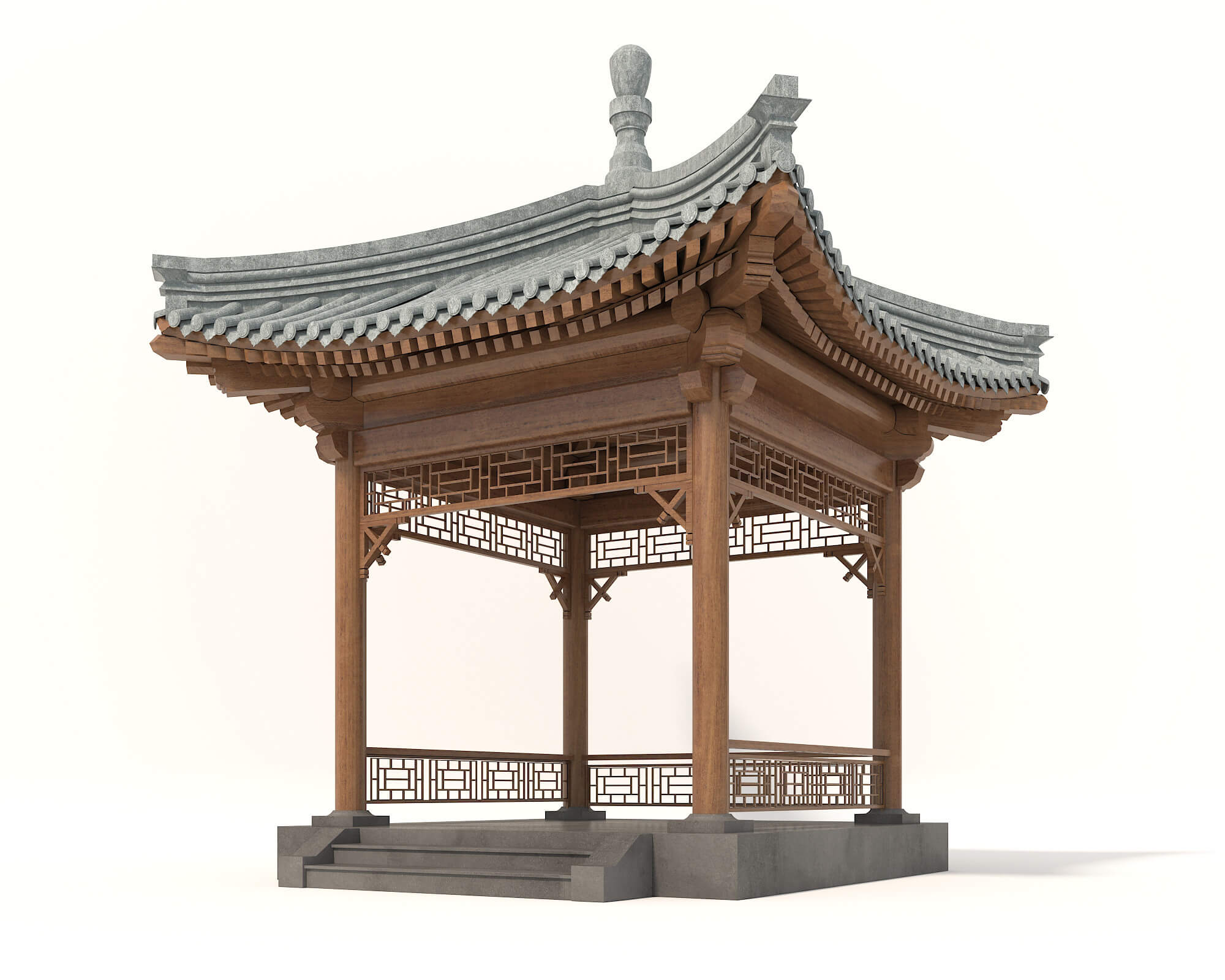 Chinese Wood Gazebo 2 - 3D Model by nhattuankts