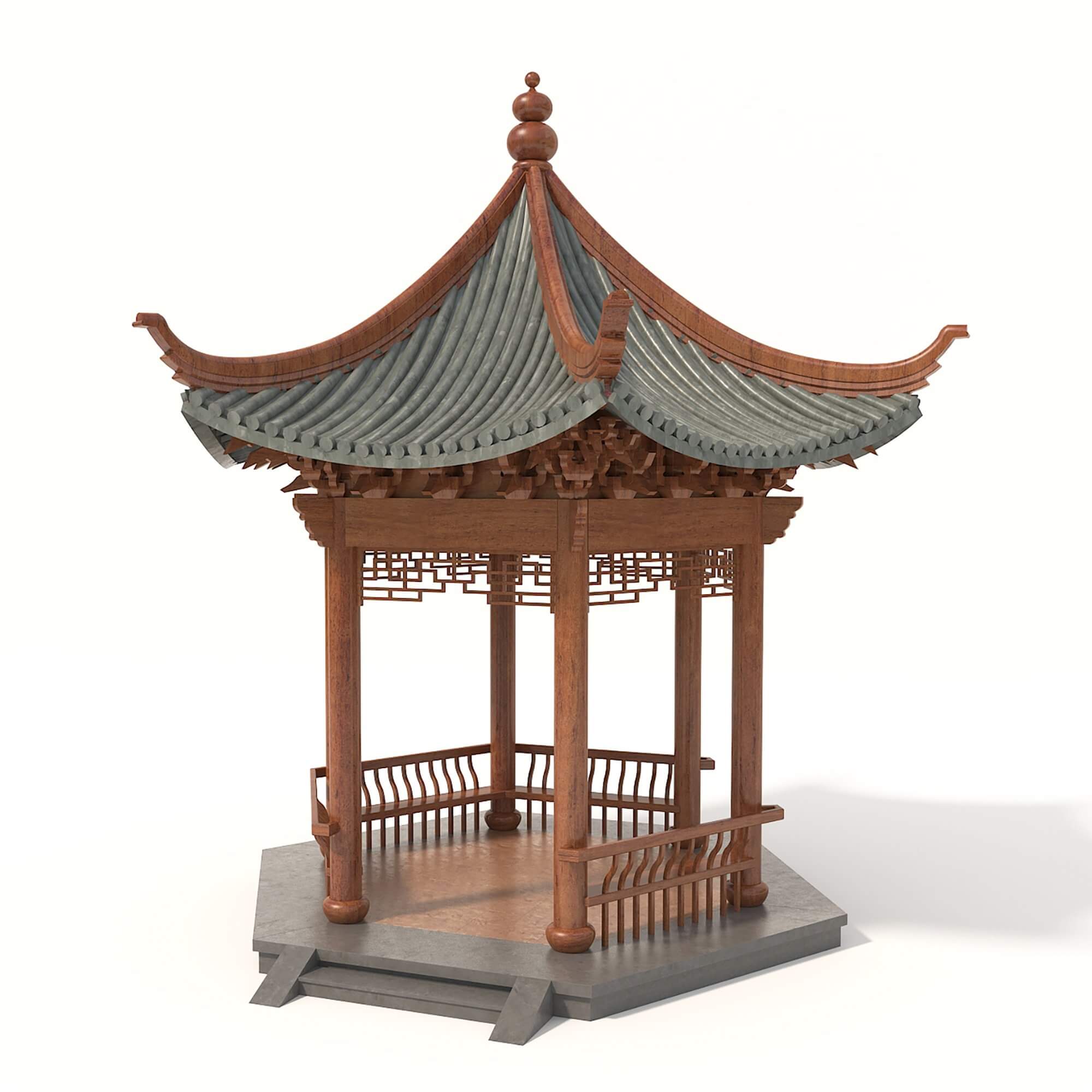 Chinese Wood Gazebo - 3D Model by nhattuankts