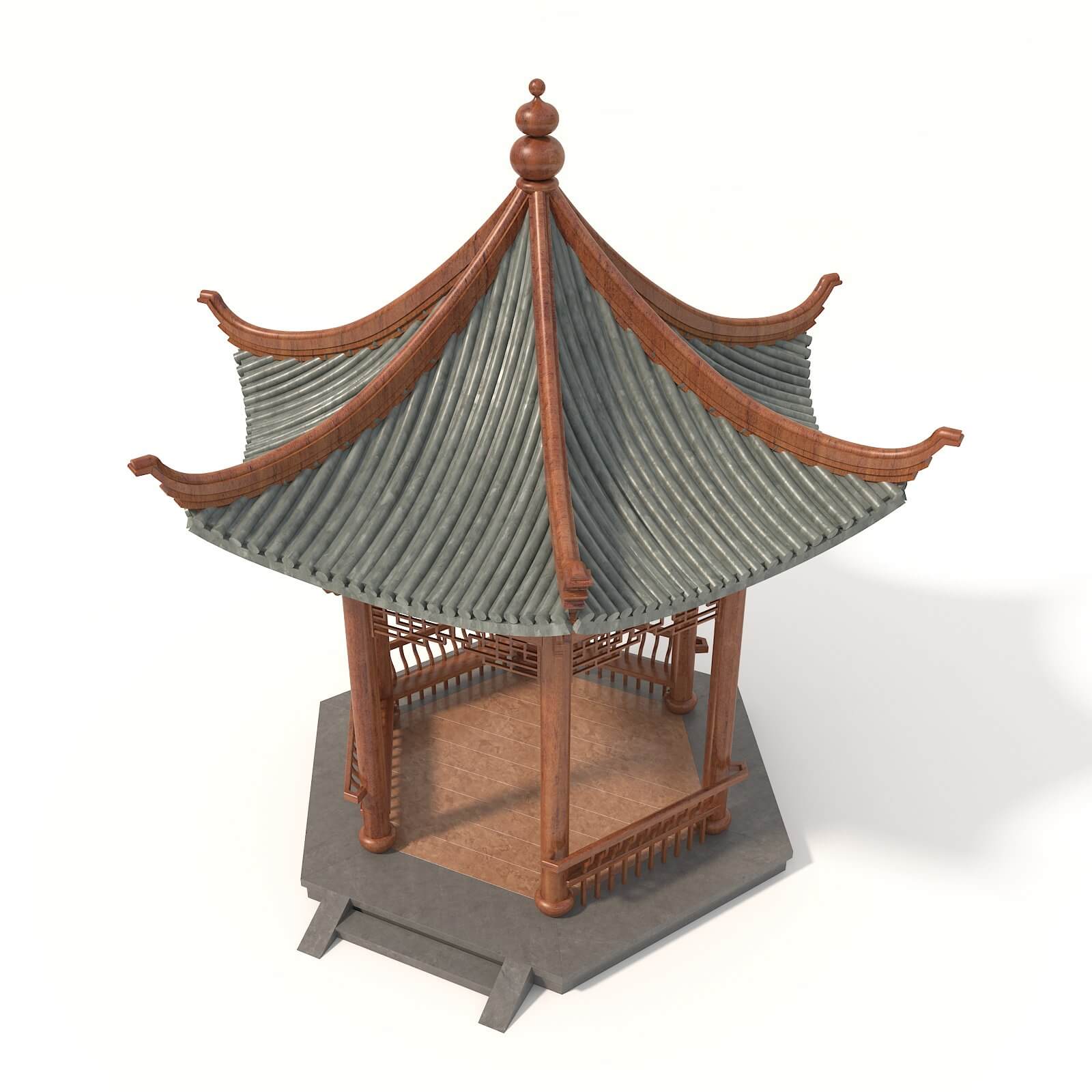 Chinese Wood Gazebo - 3D Model by nhattuankts