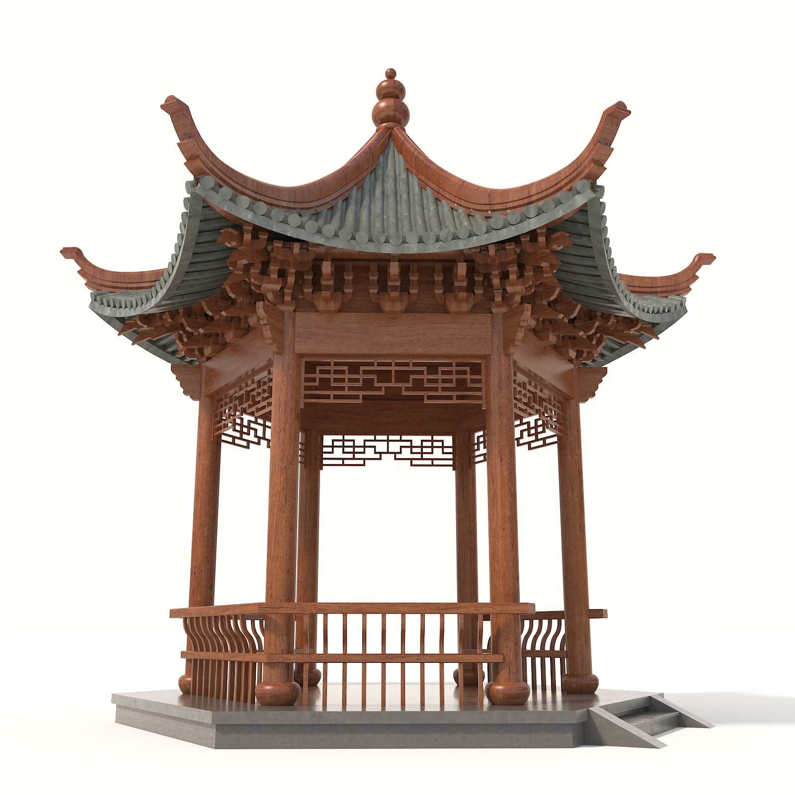 Chinese Wood Gazebo - 3D Model by nhattuankts