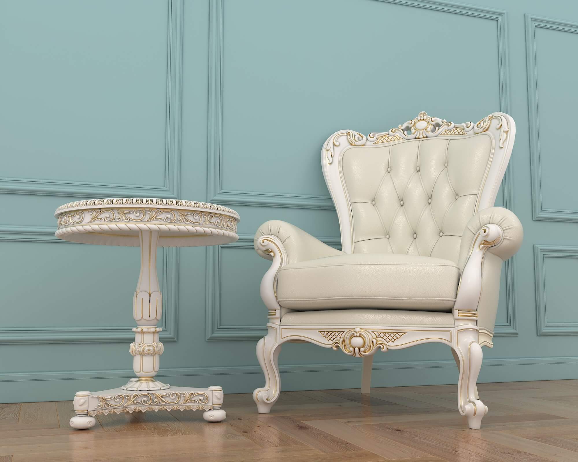 Classic Armchair and Table Set 6 - 3D Model by nhattuankts