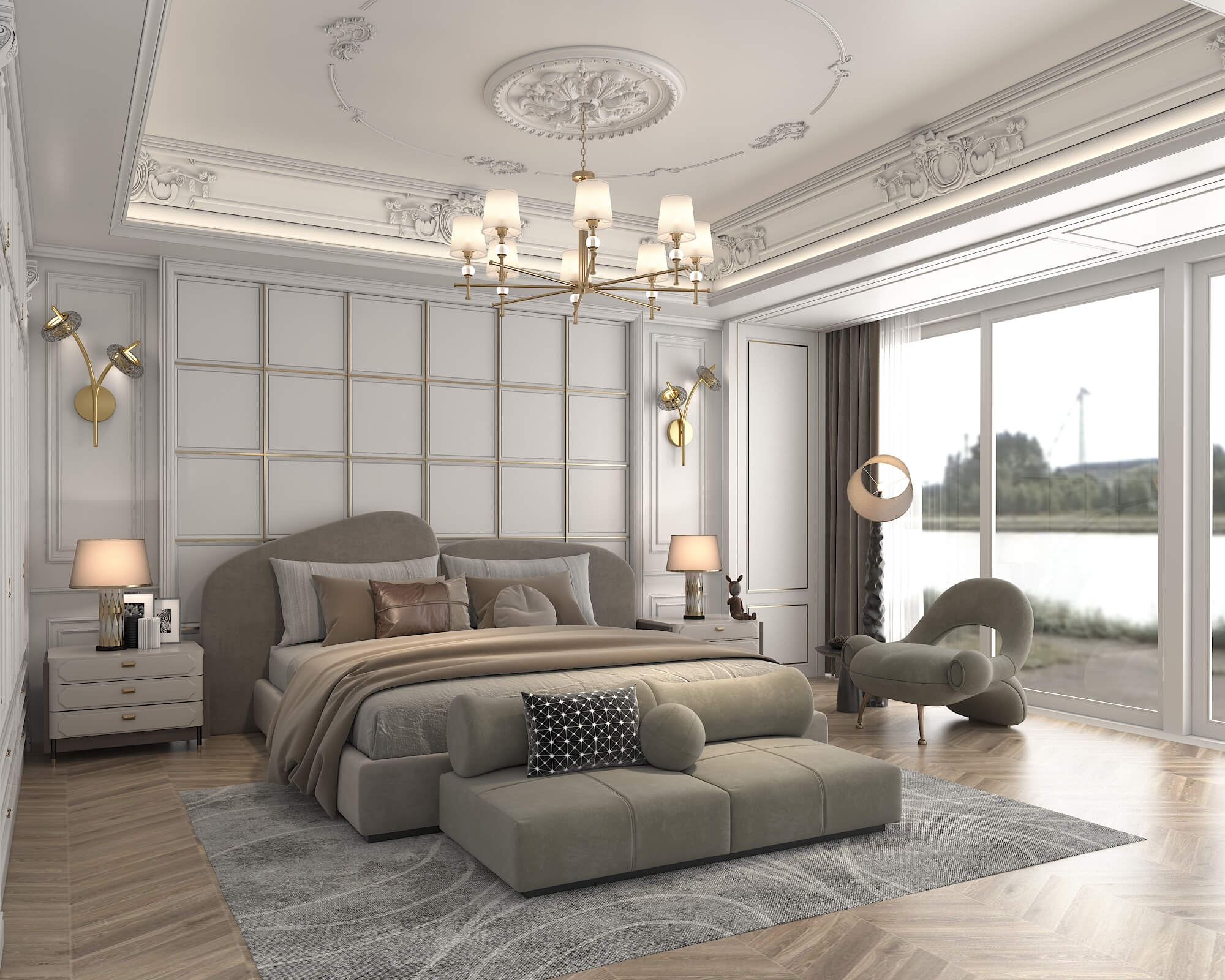 Classic Bedroom Interior Scene - 3D Model by nhattuankts