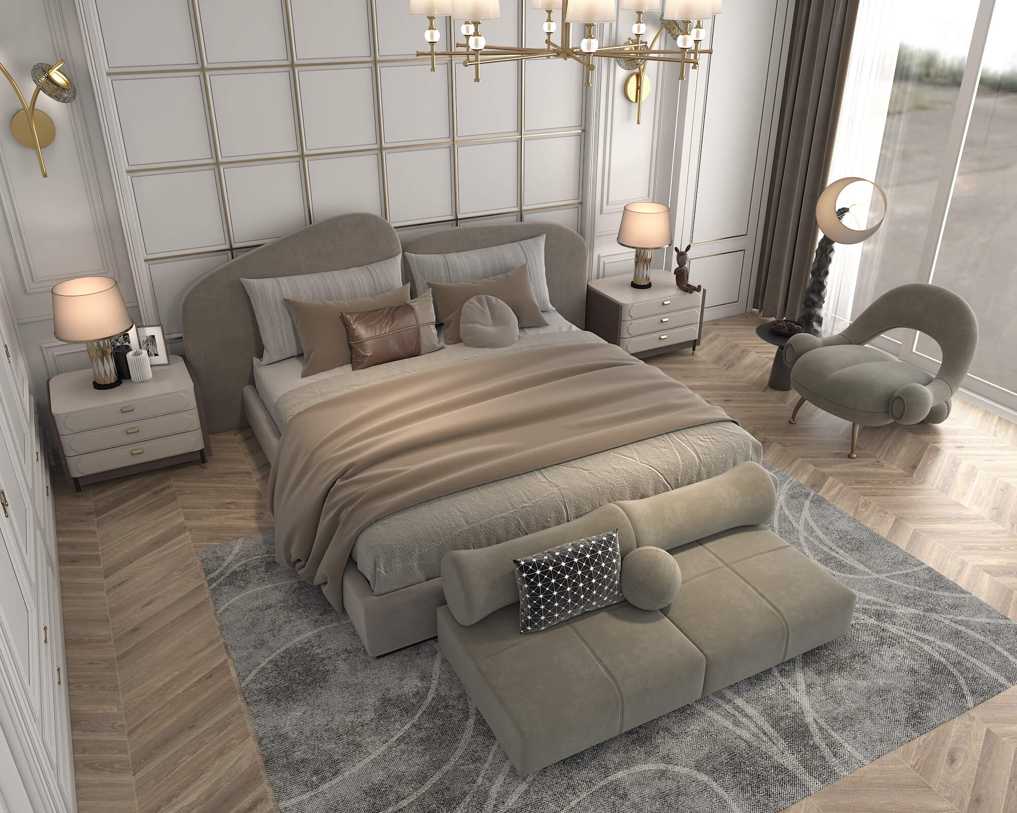 Classic Bedroom Interior Scene - 3D Model by nhattuankts