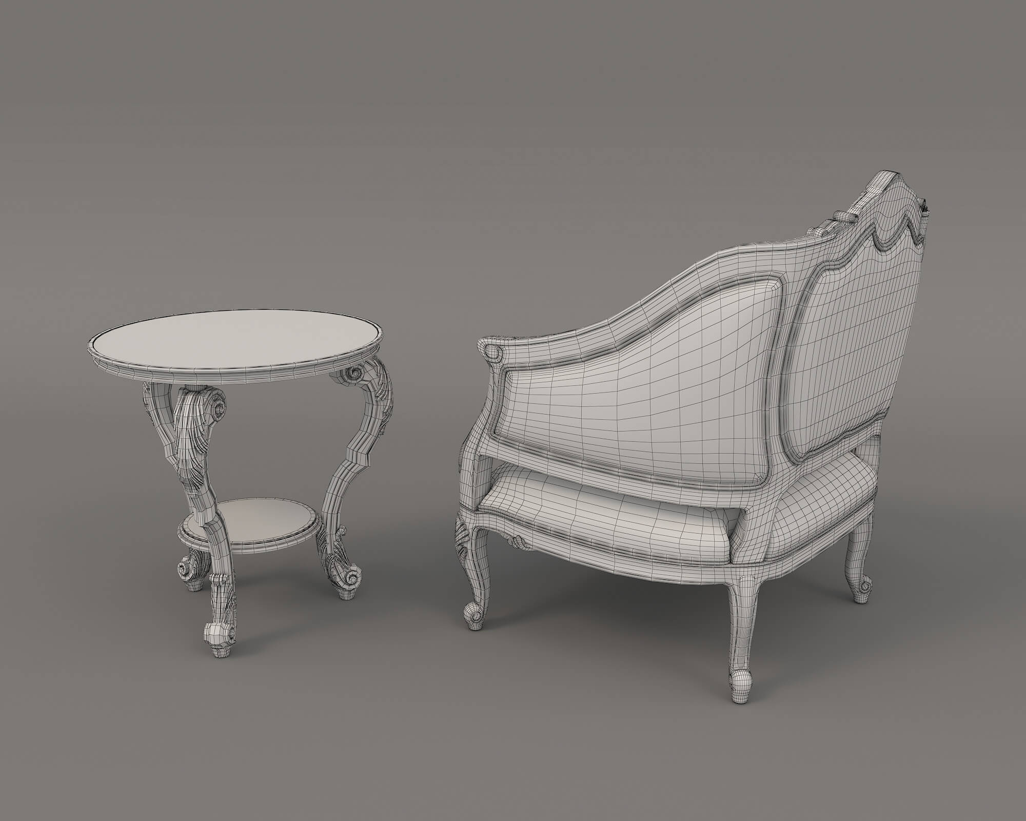 Classic Coffee Table and Armchairs 10 - 3D Model by nhattuankts