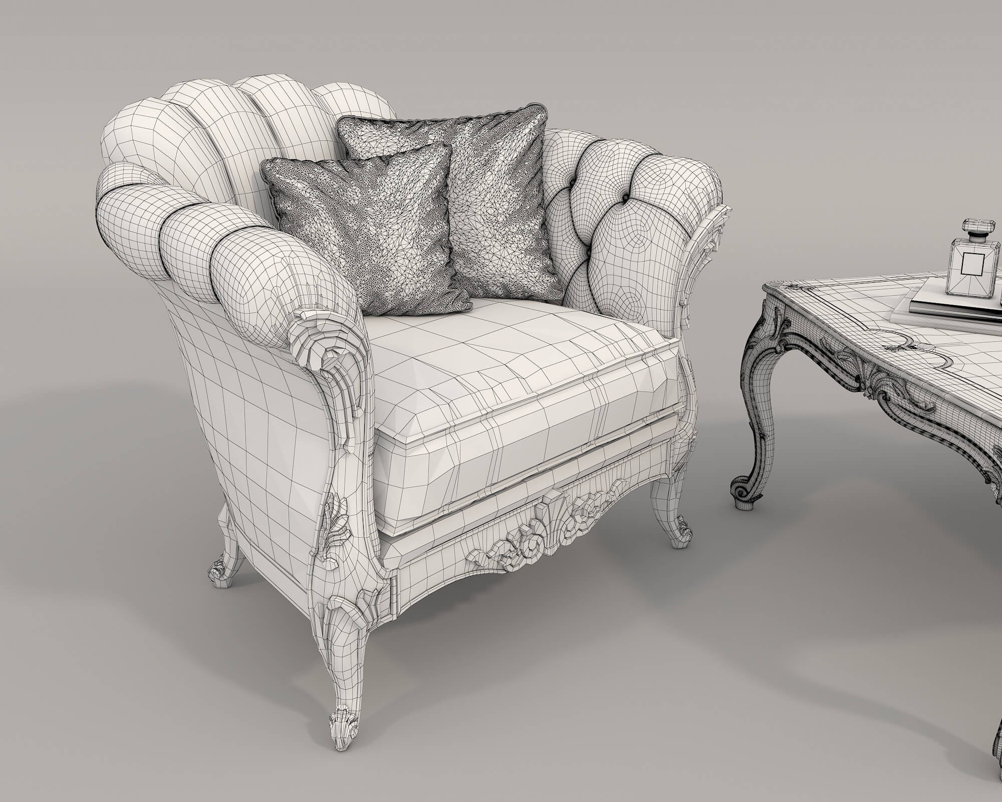 Classic Coffee Table and Armchairs 16 - 3D Model by nhattuankts