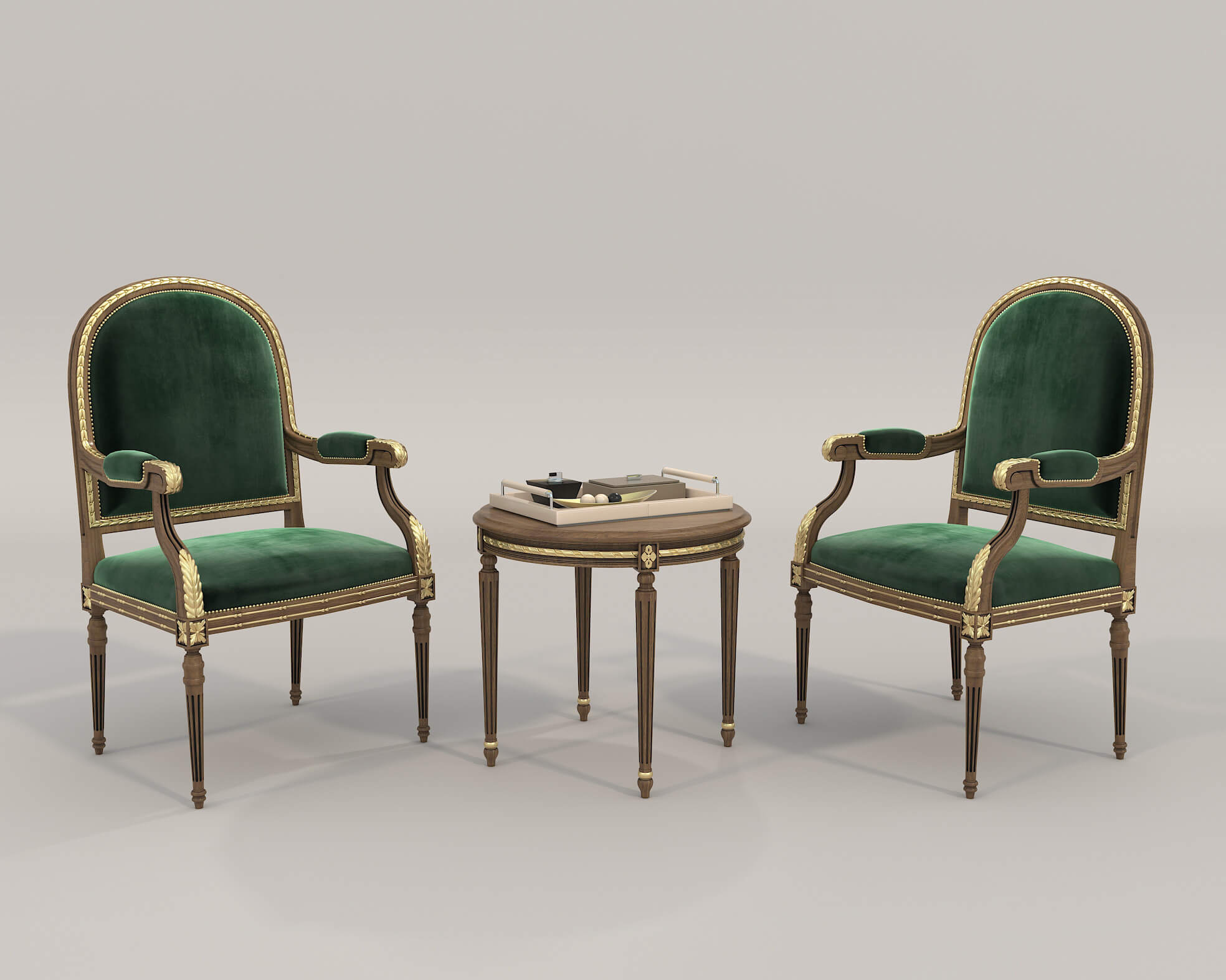 Classic Coffee Table and Chairs 11 - 3D Model by nhattuankts