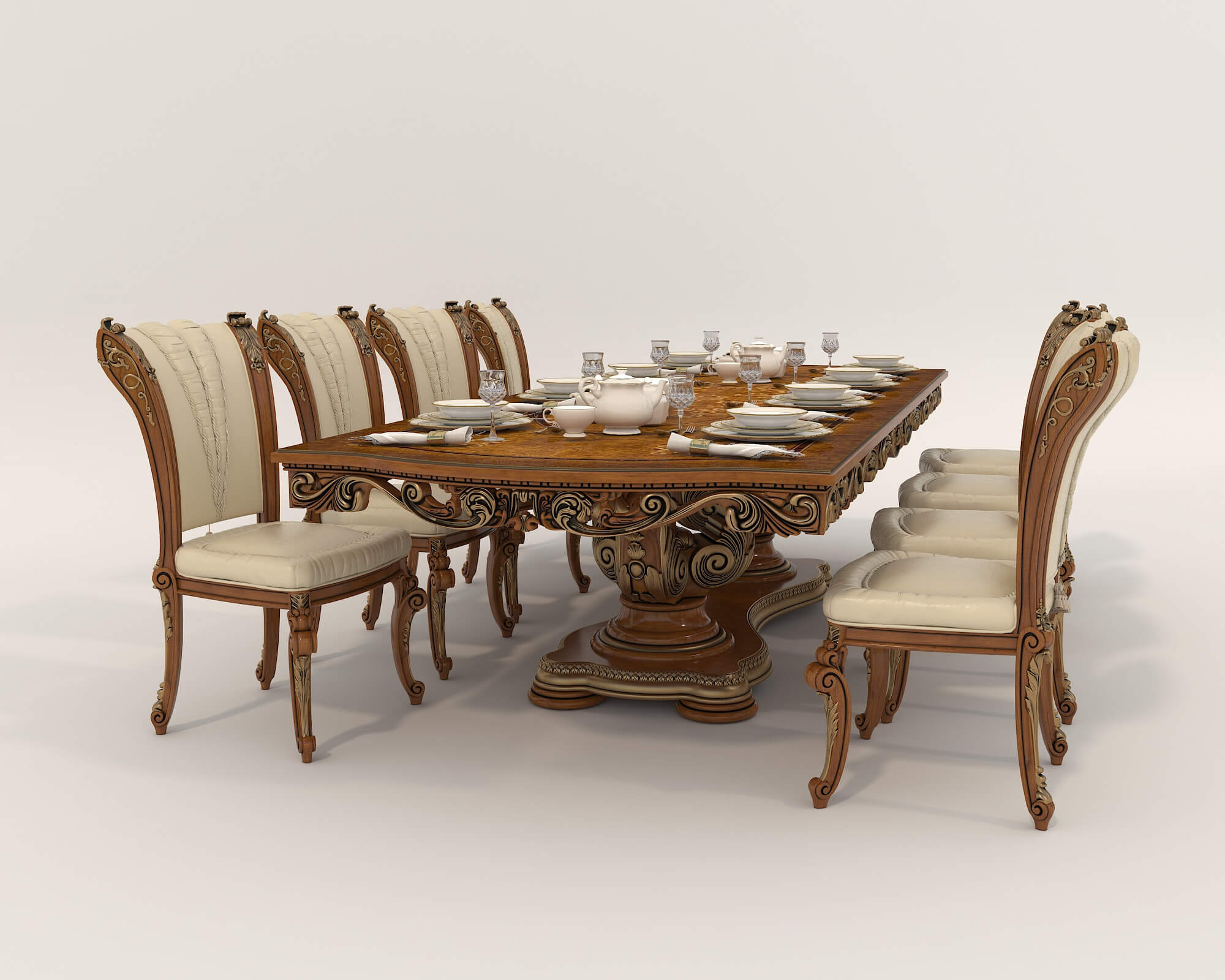 Classic Dining Table and Chairs 17 - 3D Model by nhattuankts