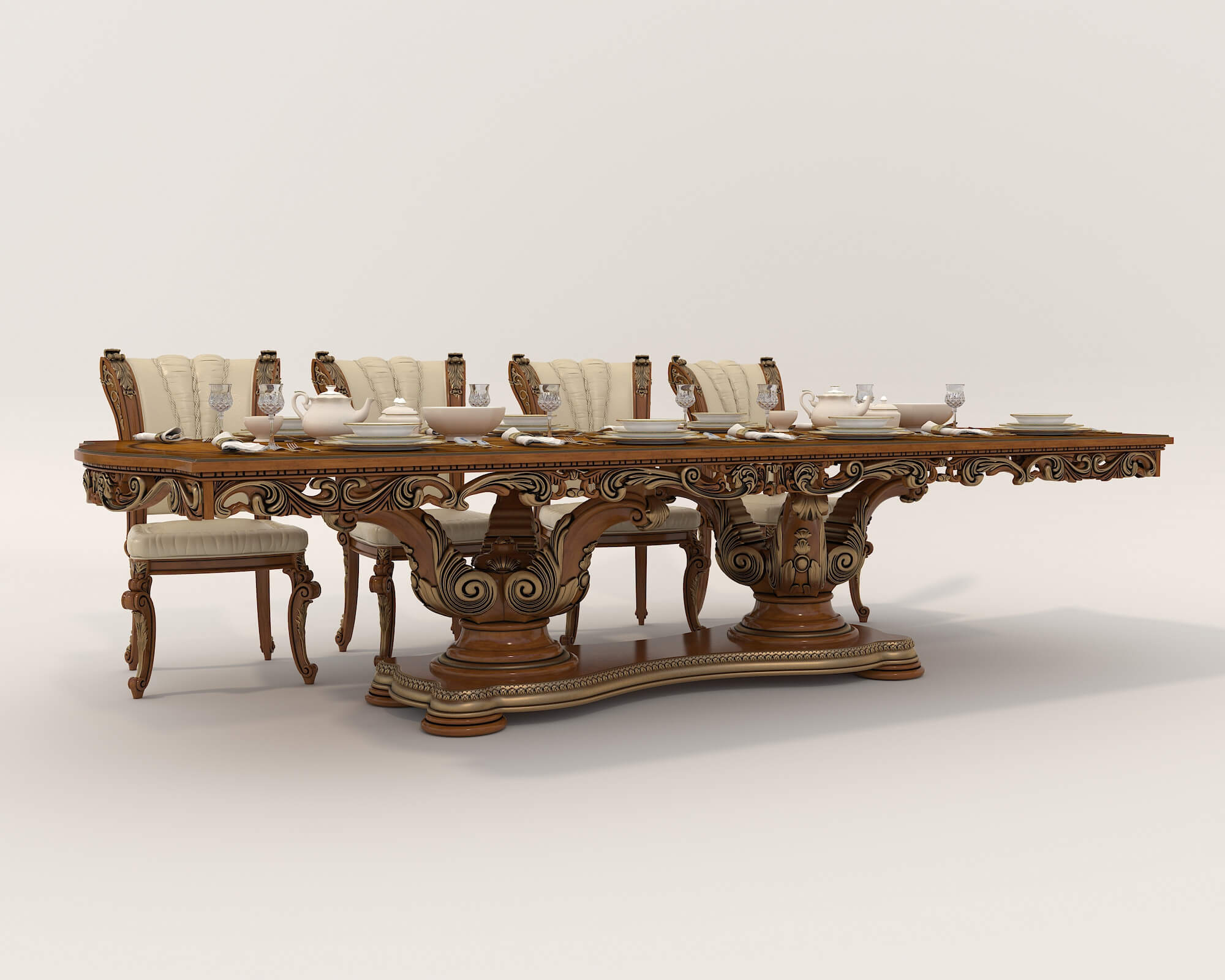Classic Dining Table and Chairs 17 - 3D Model by nhattuankts