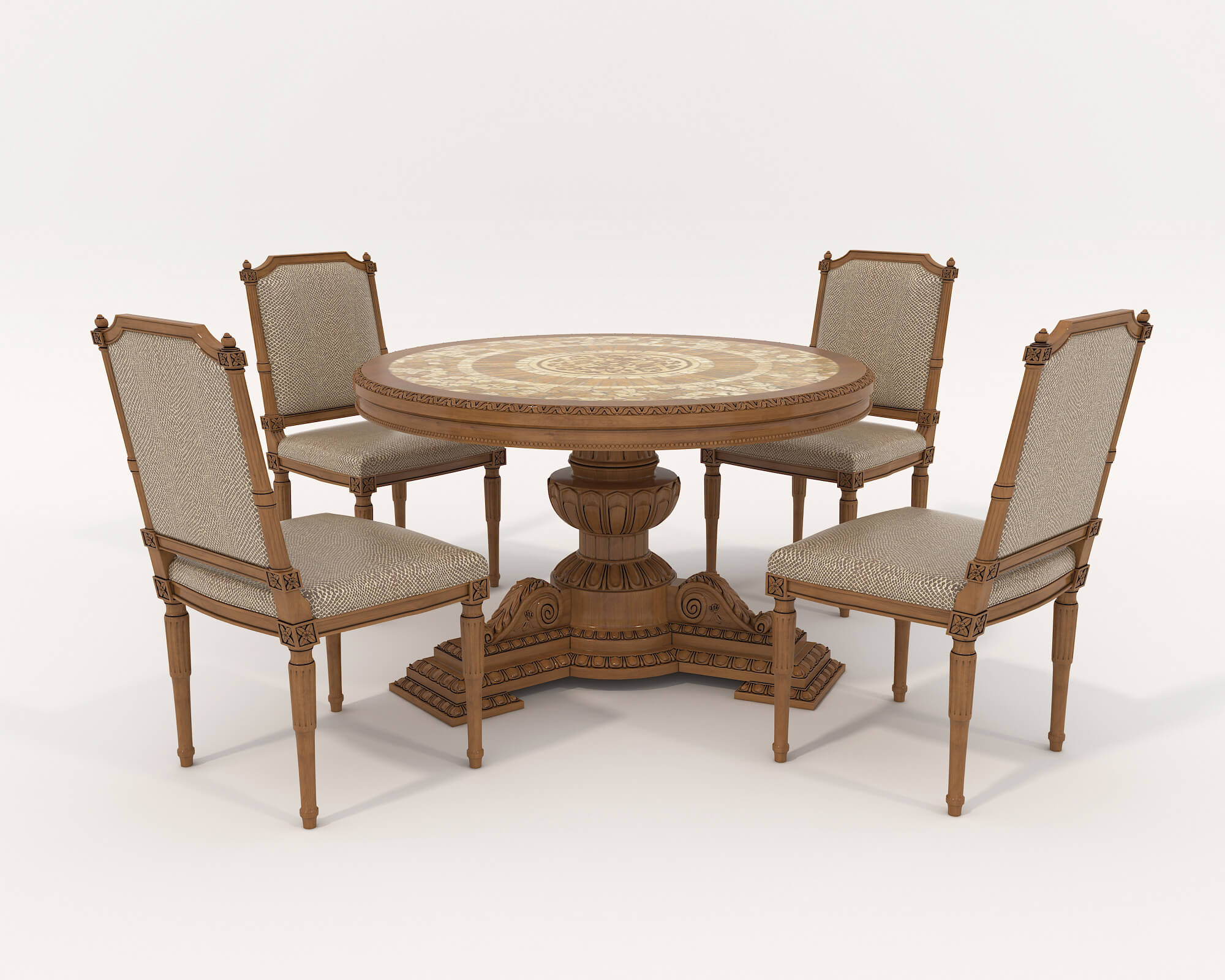 Classic Dining Table and Chairs 19 - 3D Model by nhattuankts