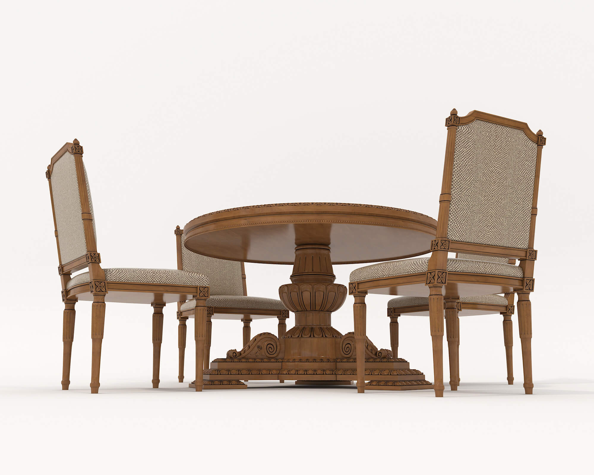 Classic Dining Table and Chairs 19 - 3D Model by nhattuankts