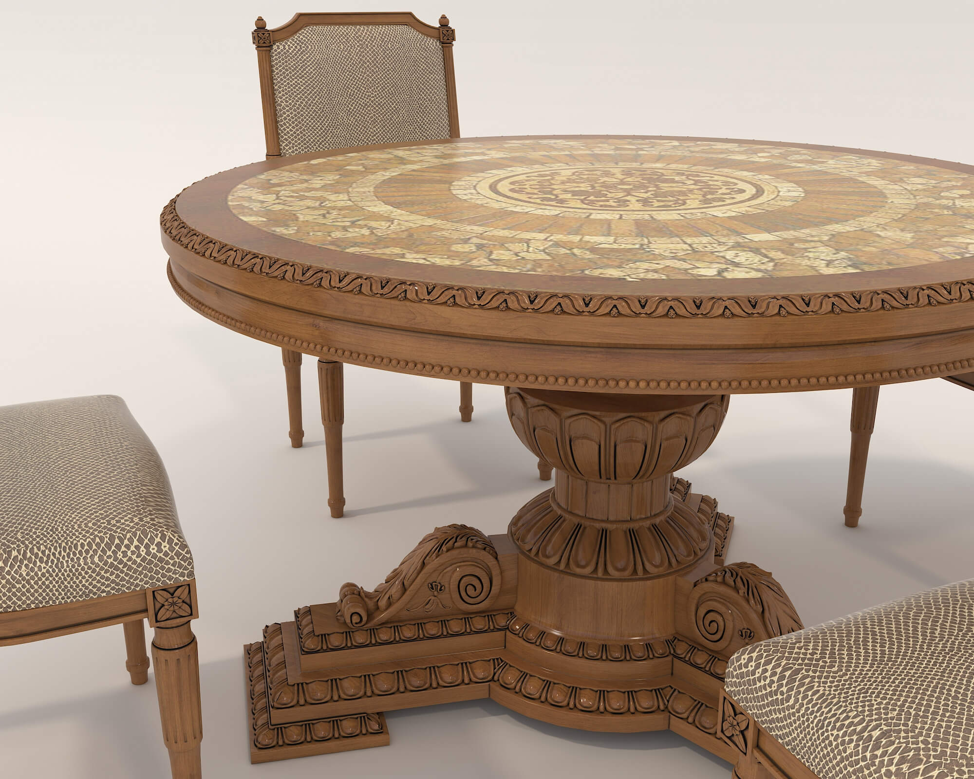 Classic Dining Table and Chairs 19 - 3D Model by nhattuankts