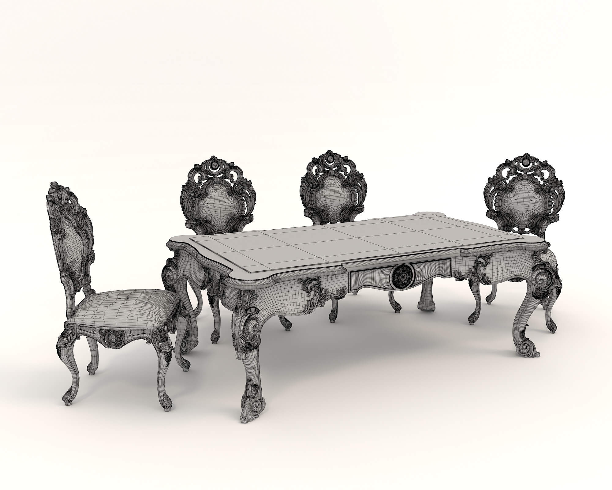 Classic Dining Table and Chairs 20 - 3D Model by nhattuankts