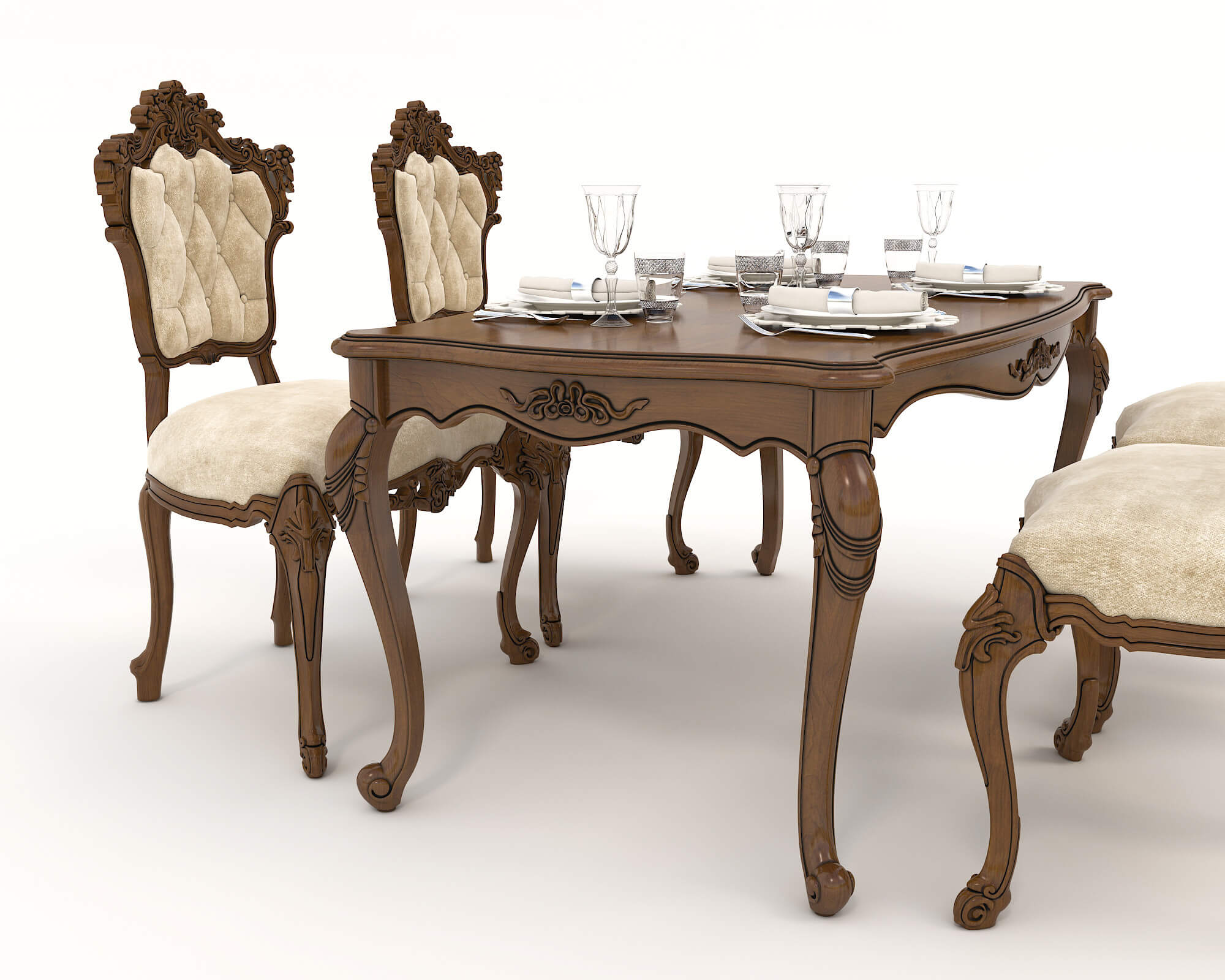 Classic Dining Table and Chairs 21 - 3D Model by nhattuankts