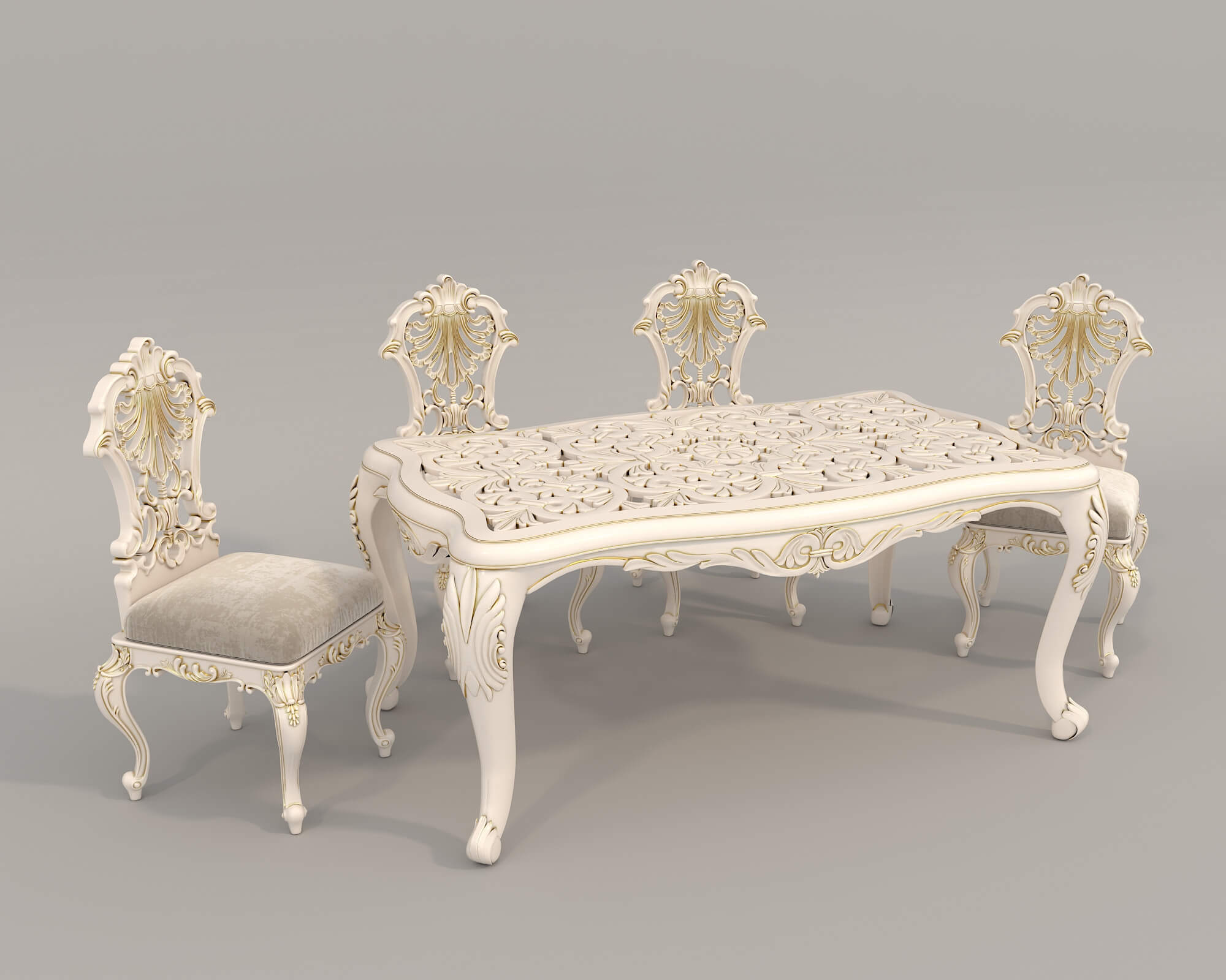 Classic Dining Table and Chairs 22 - 3D Model by nhattuankts