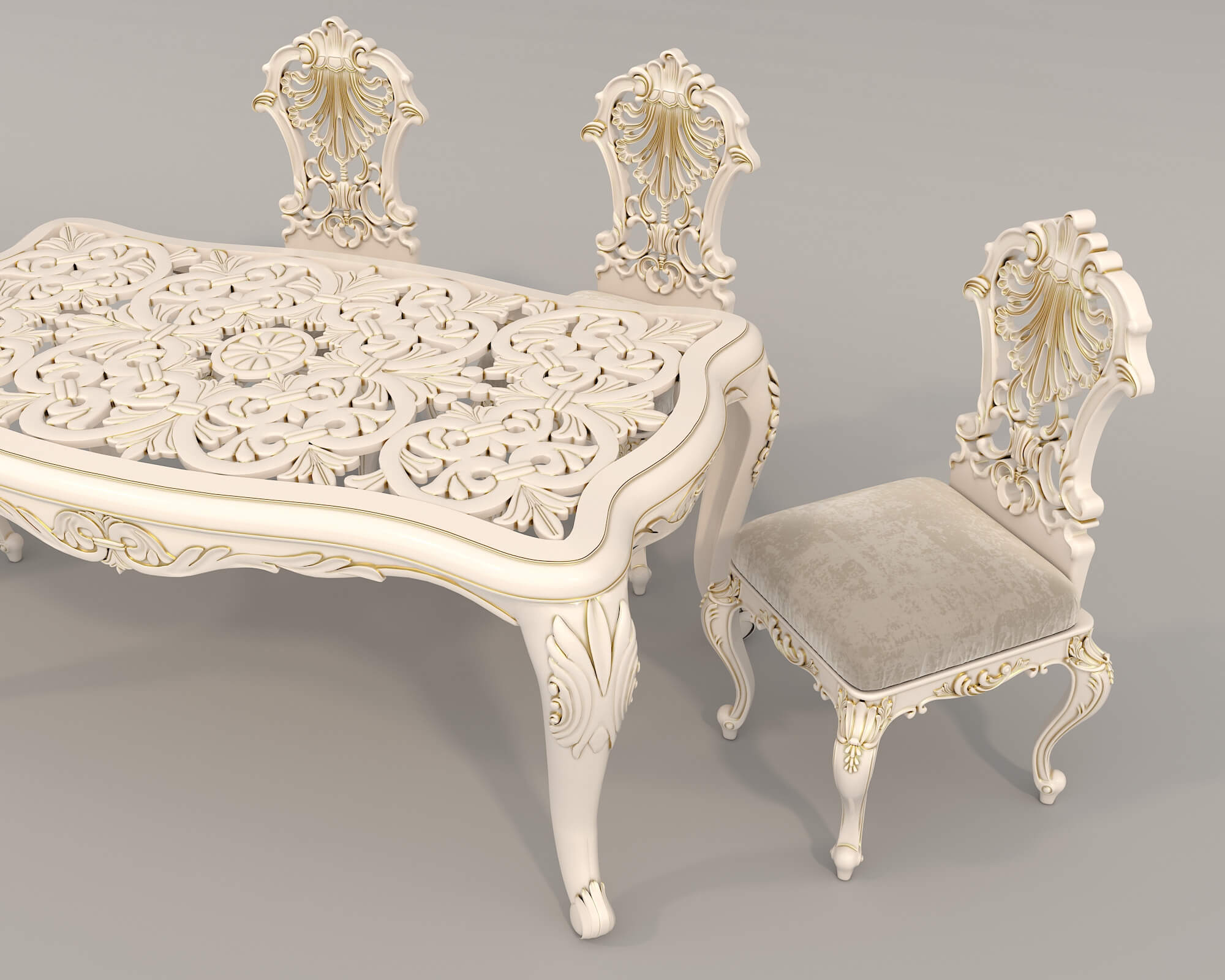 Classic Dining Table and Chairs 22 - 3D Model by nhattuankts