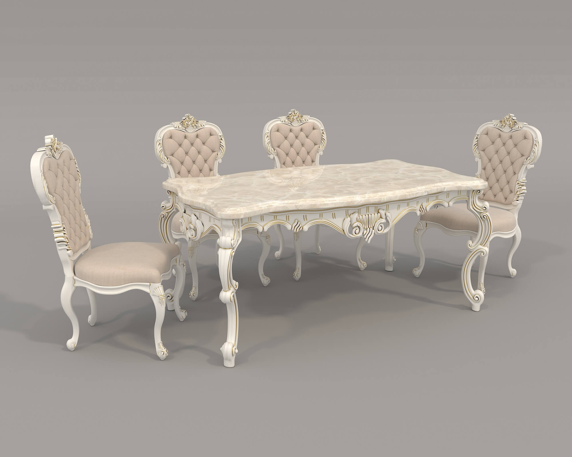 Classic Dining Table and Chairs 23 - 3D Model by nhattuankts
