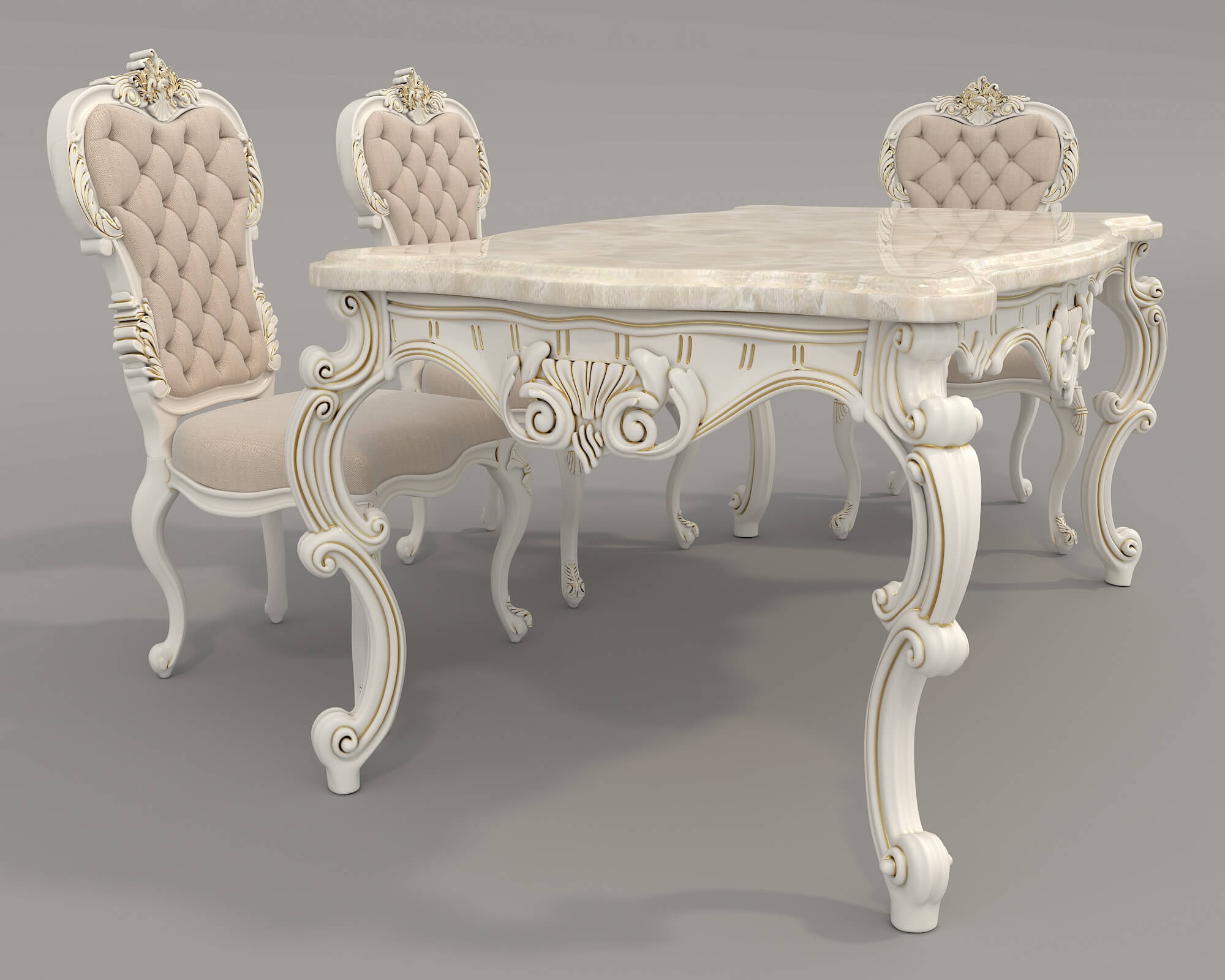 Classic Dining Table and Chairs 23 - 3D Model by nhattuankts