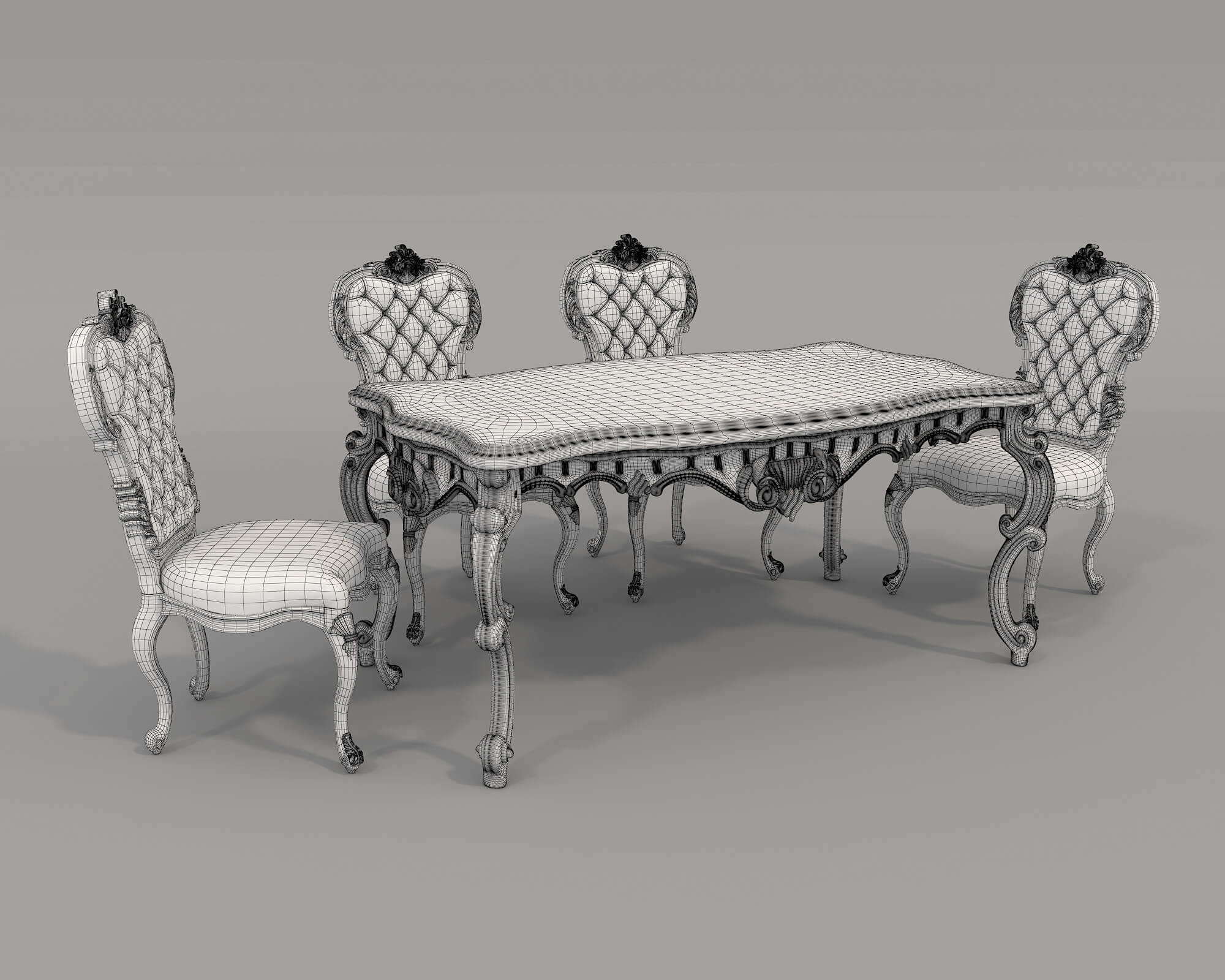 Classic Dining Table and Chairs 23 - 3D Model by nhattuankts