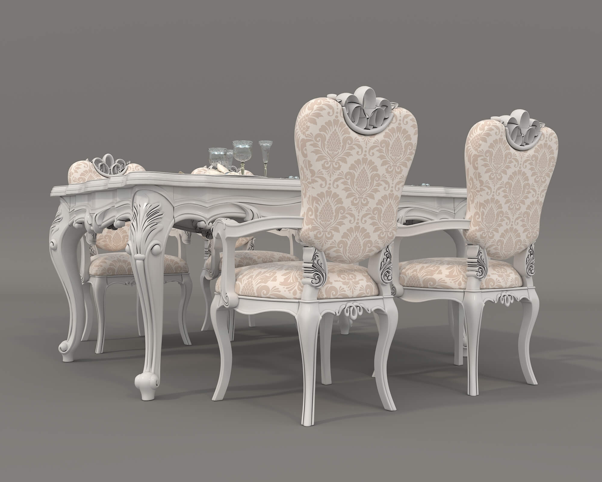 Classic Dining Table and Chairs 24 - 3D Model by nhattuankts